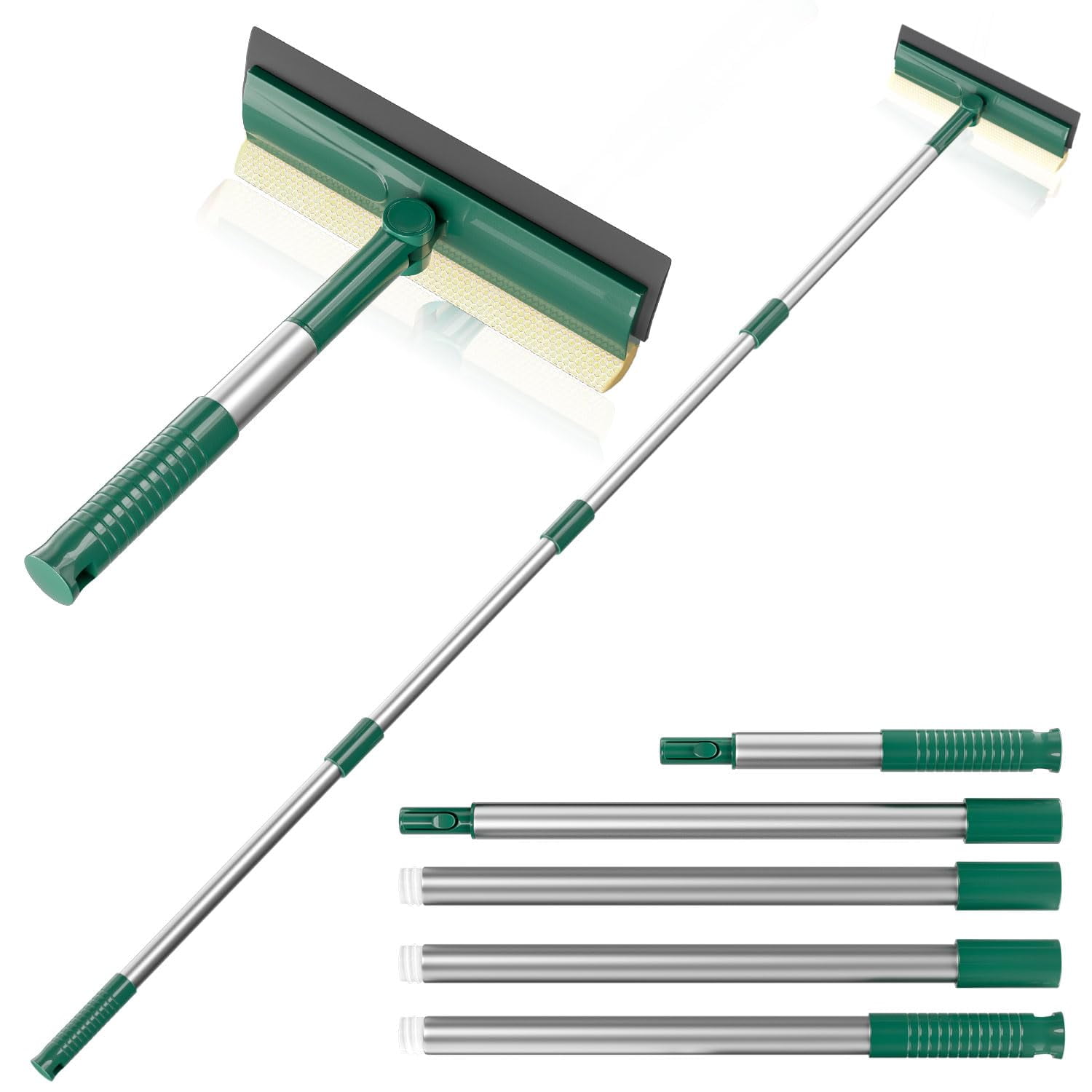 Squeegee for Window Cleaning with 60" Long Handle,2 in 1 Window Cleaner ...
