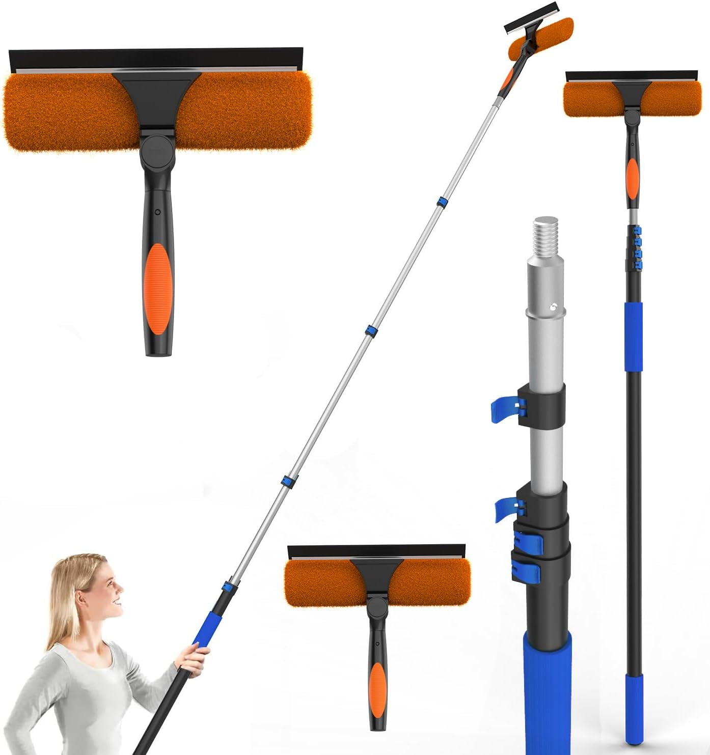 Squeegee for Window Cleaning Kit with 5-19 Foot Telescoping Extension ...