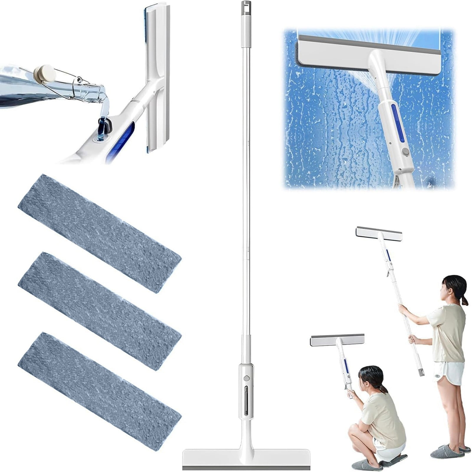 Squeegee for Window Cleaning with Spray, 3-in-1 Double-Sided Spray ...