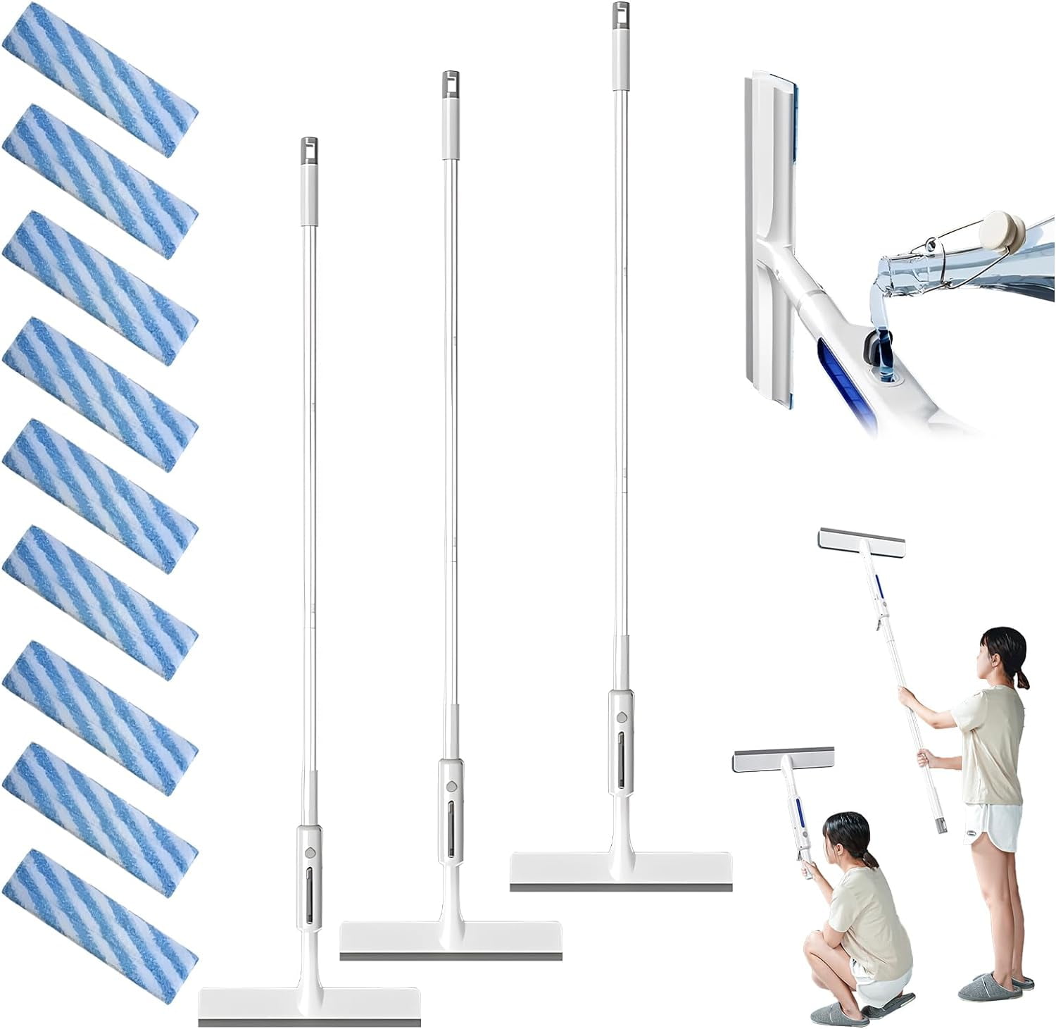 Squeegee for Window Cleaning with Spray, Double-Sided Window Cleaner ...