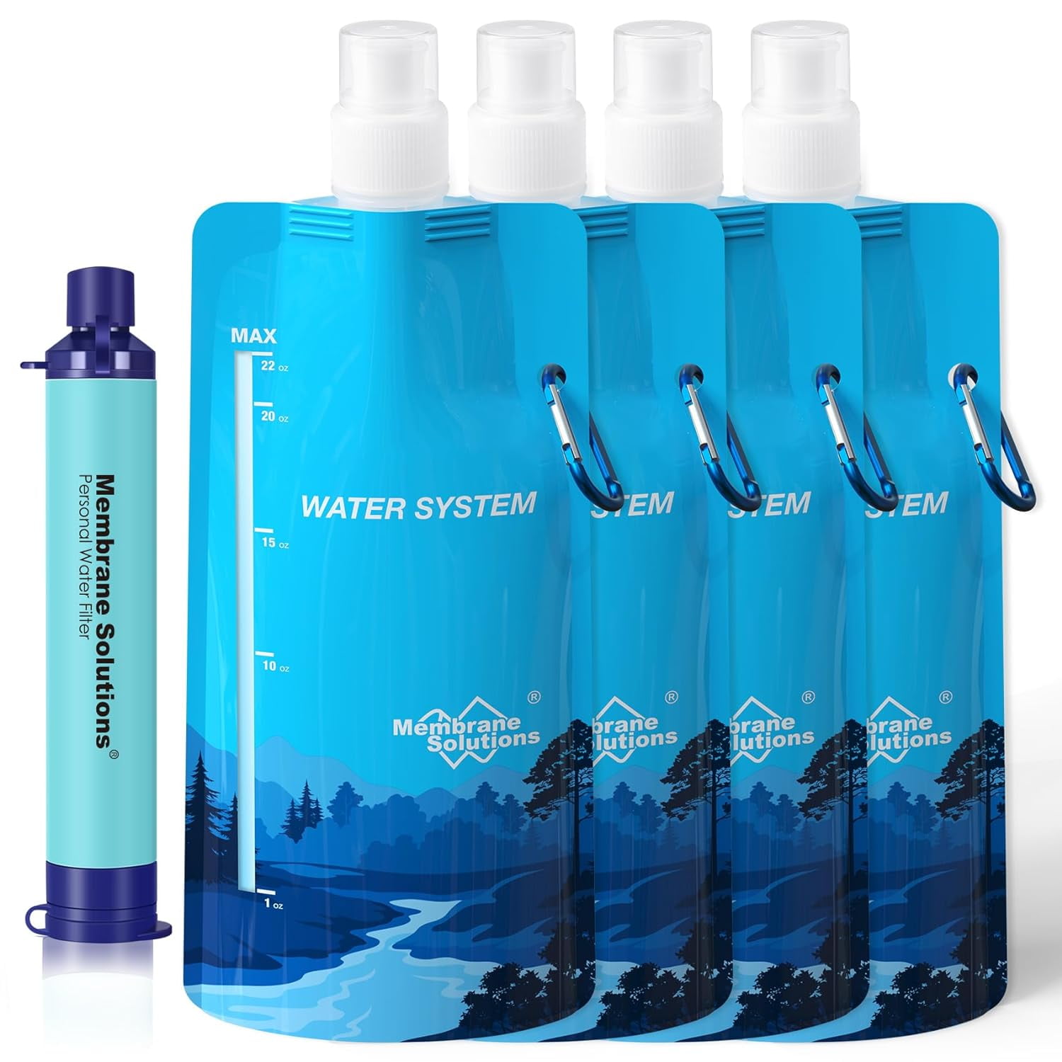 Squeezable Water Filtration System, Survival Water Purifier Kit ...