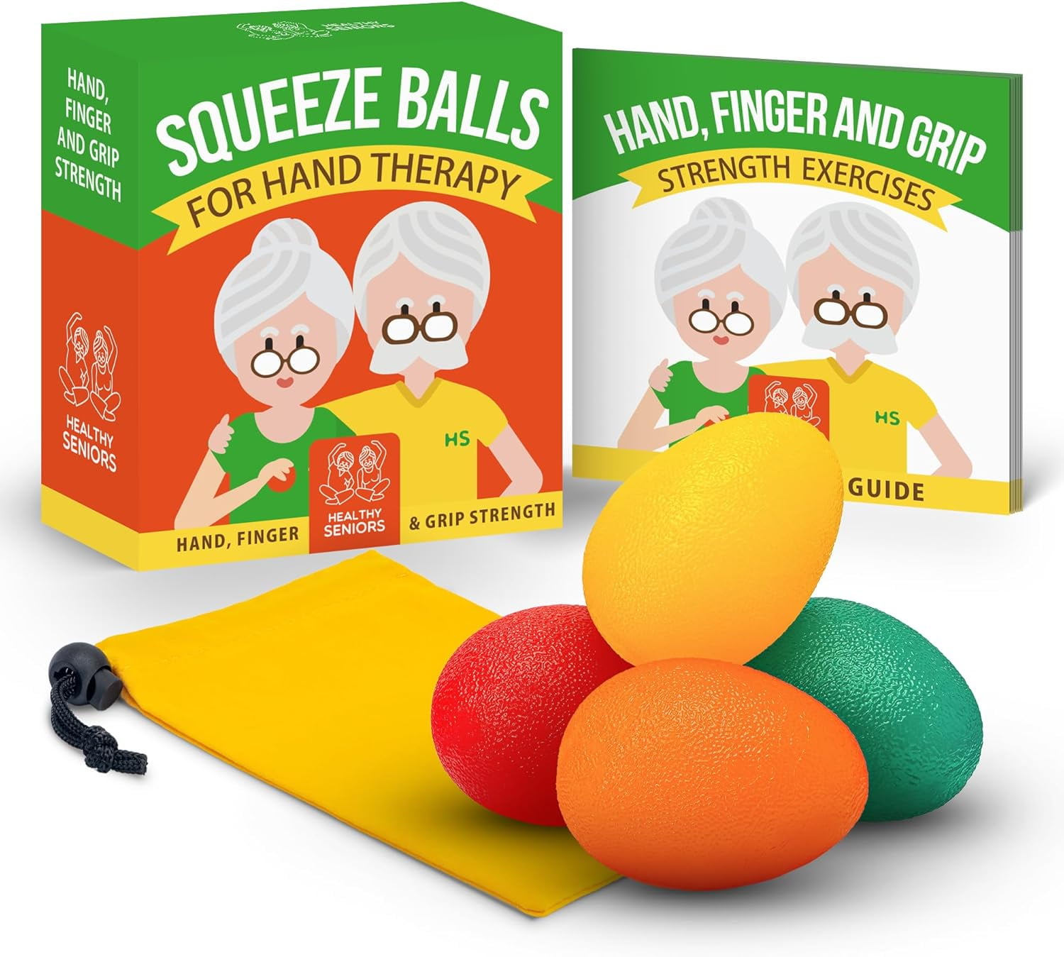 Squeeze Balls for Hand Therapy - Set of 4-Hand Exercise Balls for Arthritis & Carpal Tunnel ...