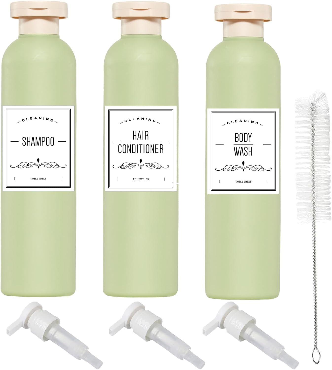 Squeeze Bottles with Pump Dispenser and Flip Cap, 8.8 oz Refillable ...