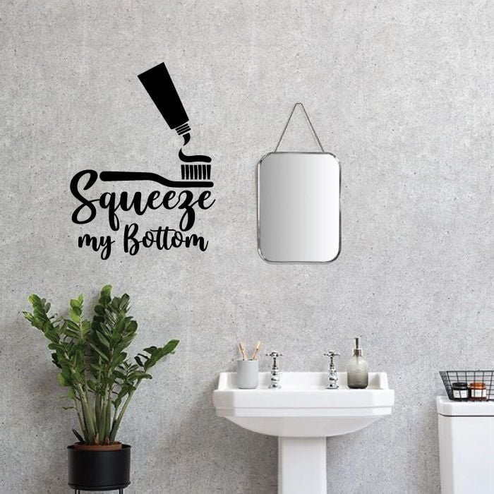 Squeeze My Bottom - Bathroom Sink Quote Wall Sticker Reminder Vinyl ...