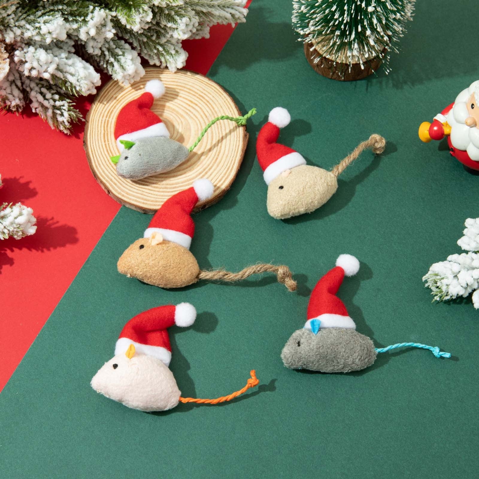 Christmas Catnip Mice Toys,oft Chewable Toy Reduces Anxiety & Cleans ...