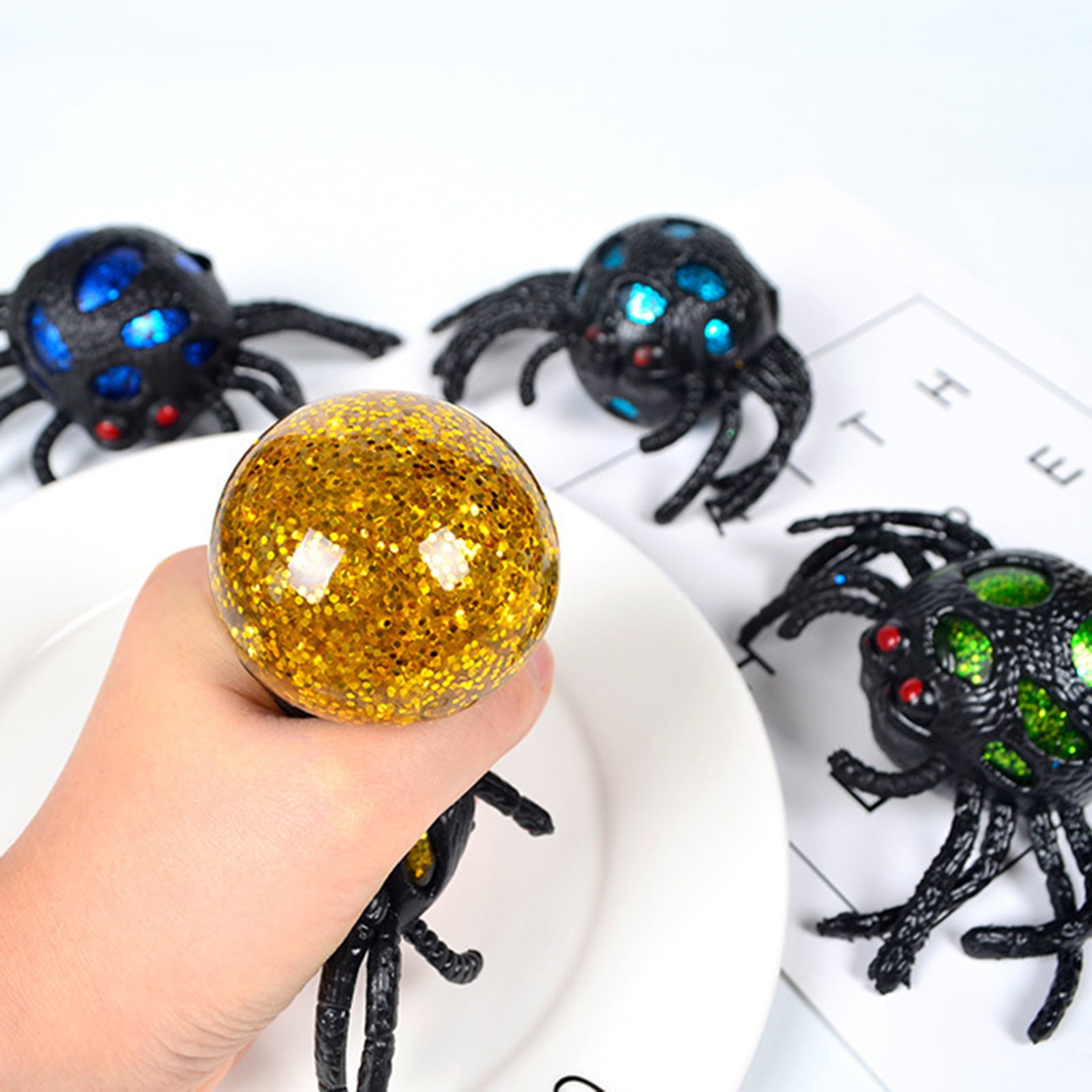 Squeeze Spider Fidget Toy TPR Horror Funny Squishes Spider Vent Toy ...