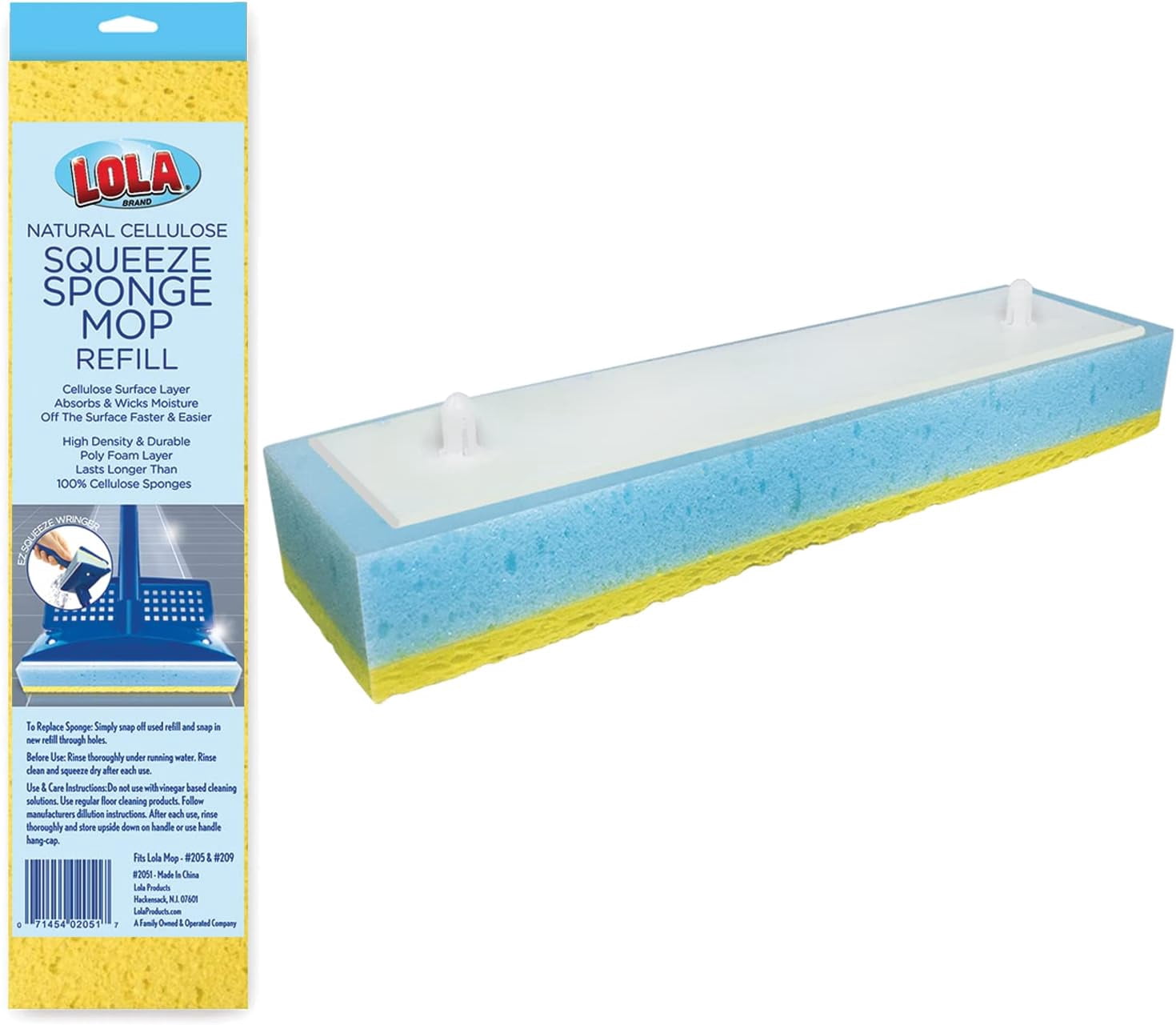 Squeeze Spon Mop Refill - w/Foam & a Natural Cellulose Layer, Absorbs ...