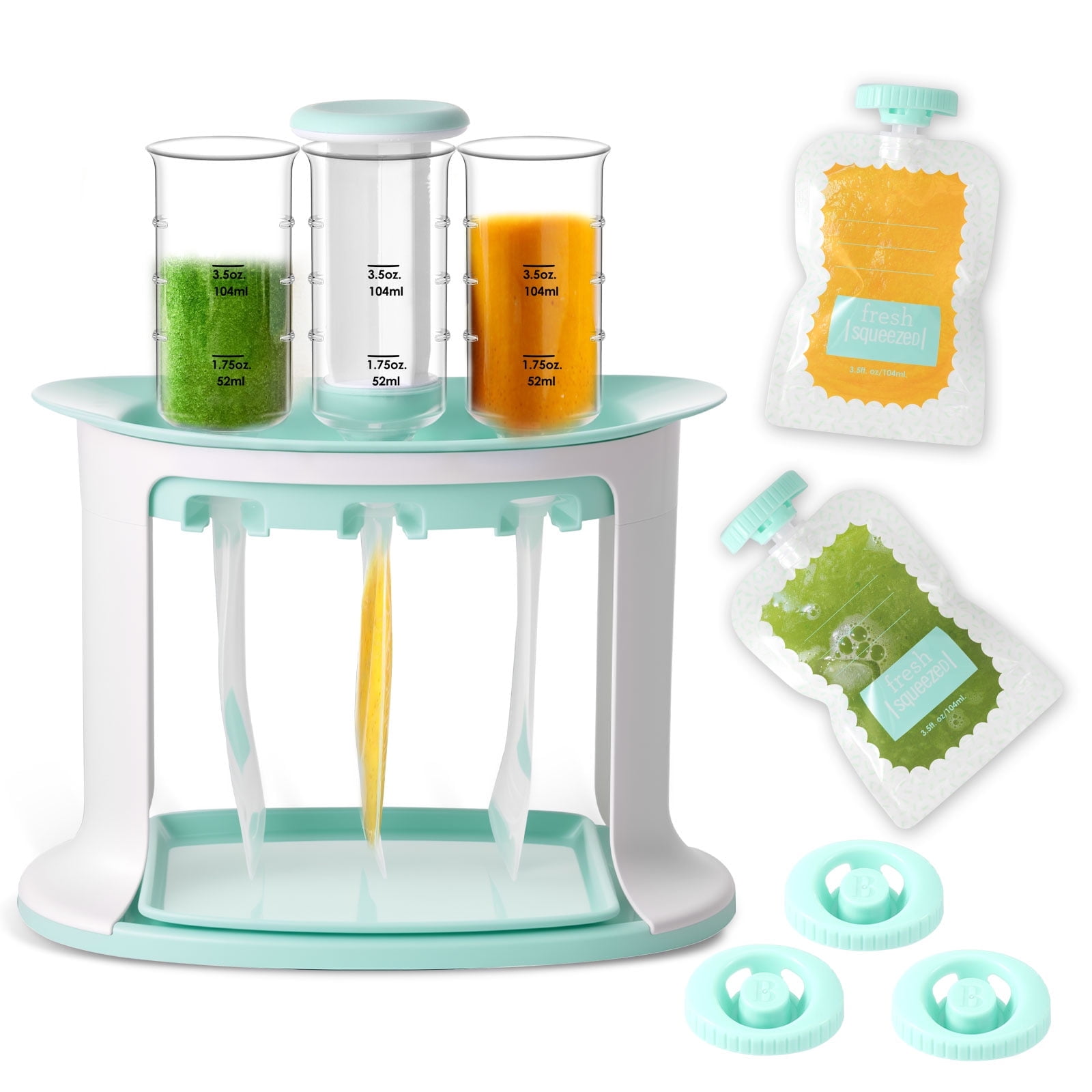 Squeeze Station for Baby Reusable Fruit Puree Pouch Filling Maker with ...