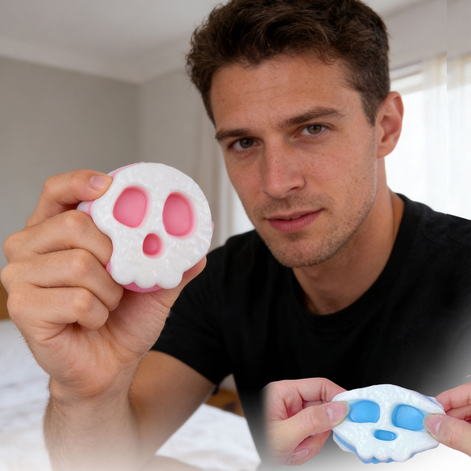 Squeeze Stress Toys, Slow Rise Stress Ball, Mochi Squeeze Toys, Skull ...