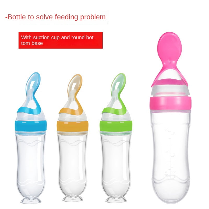 Squeezing Feeding Bottle Silicone Newborn Baby Training Rice Spoon ...