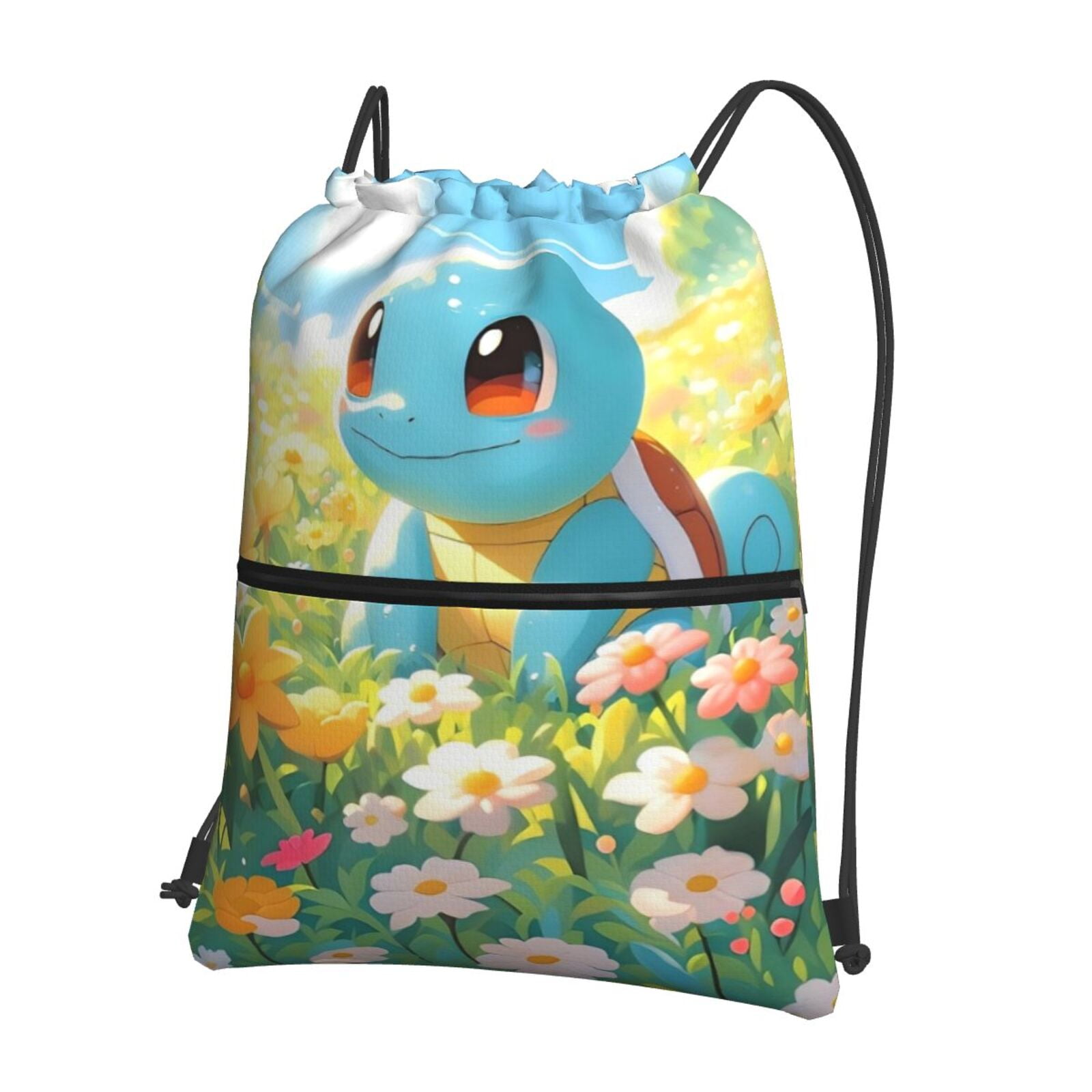 Squi_Rtle Drawstring Bags Cartoon String Bags Zipper Print Sport Gym ...