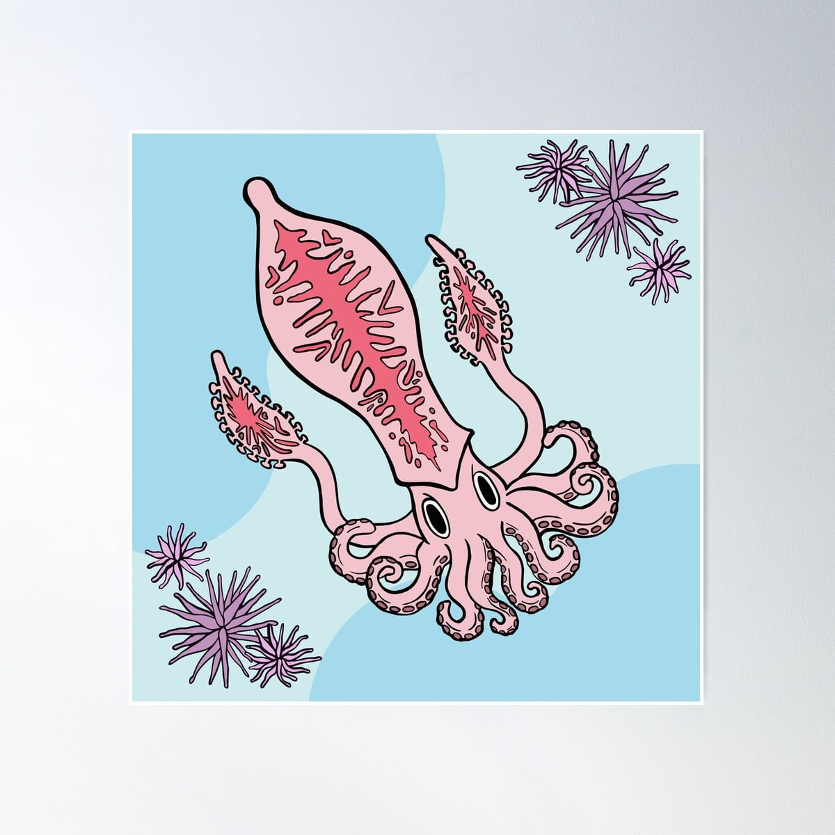 Squid And Seaweed Poster Wall Art, Modern Wall Decor For Living Room ...