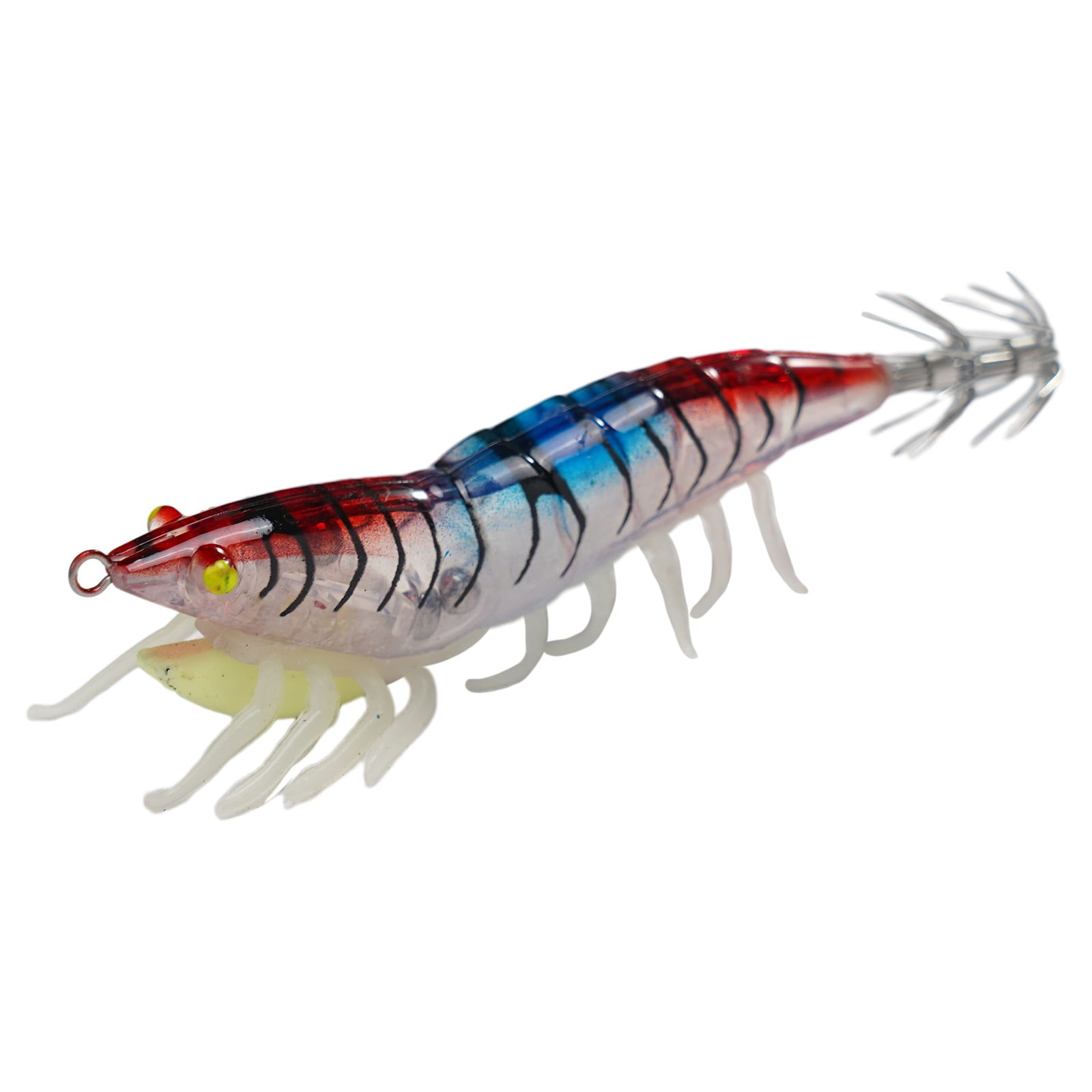 Squid Bait Fishing Lure Hook Wood Shrimp Soft Leg Realistic 3D Eyes ...