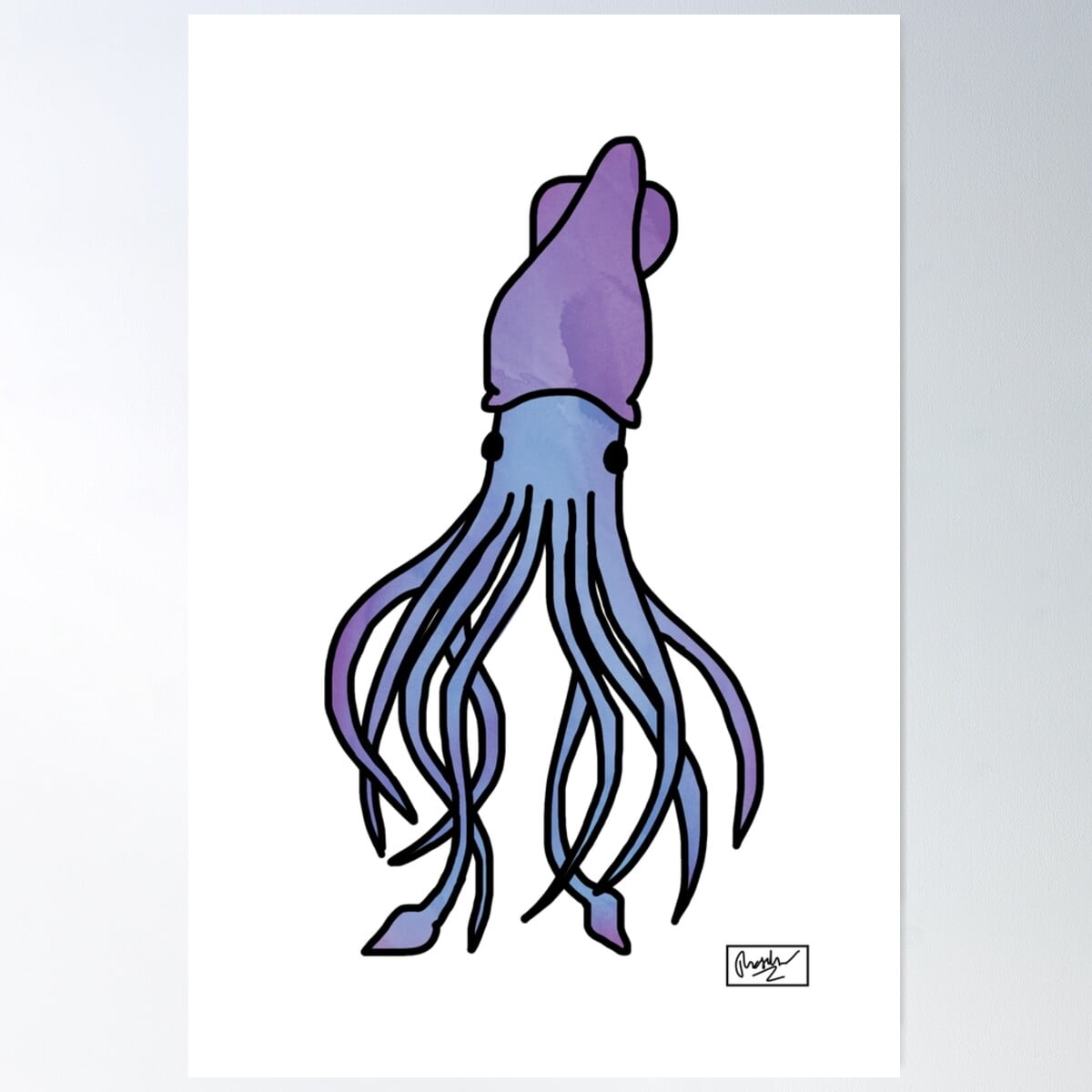 Squid Doodle Poster Wall Art, Modern Wall Decor For Living Room Bedroom ...