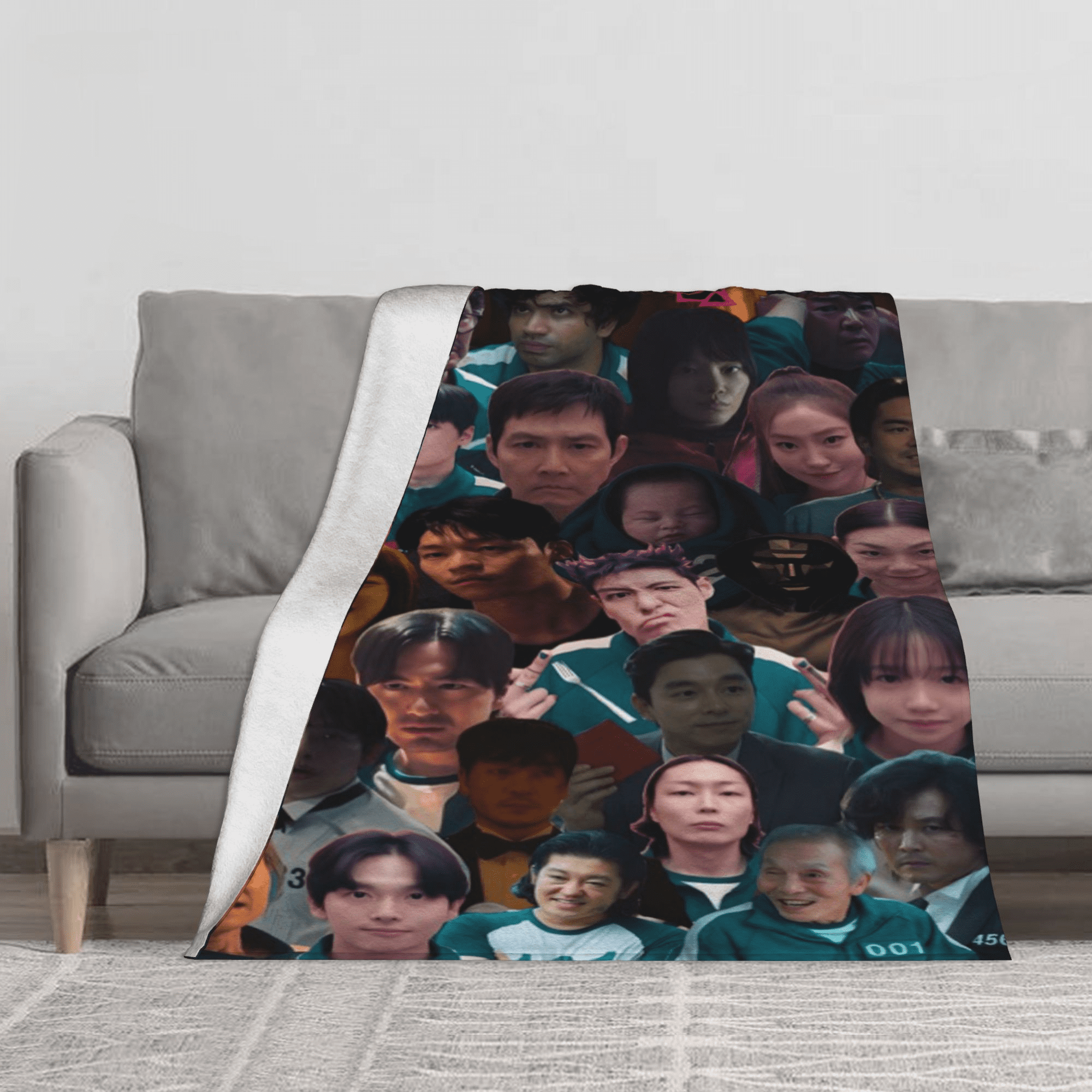 Squid Game Characters Fleece Blanket – Soft Cozy Throw Featuring Iconic Cast Collage from the ...