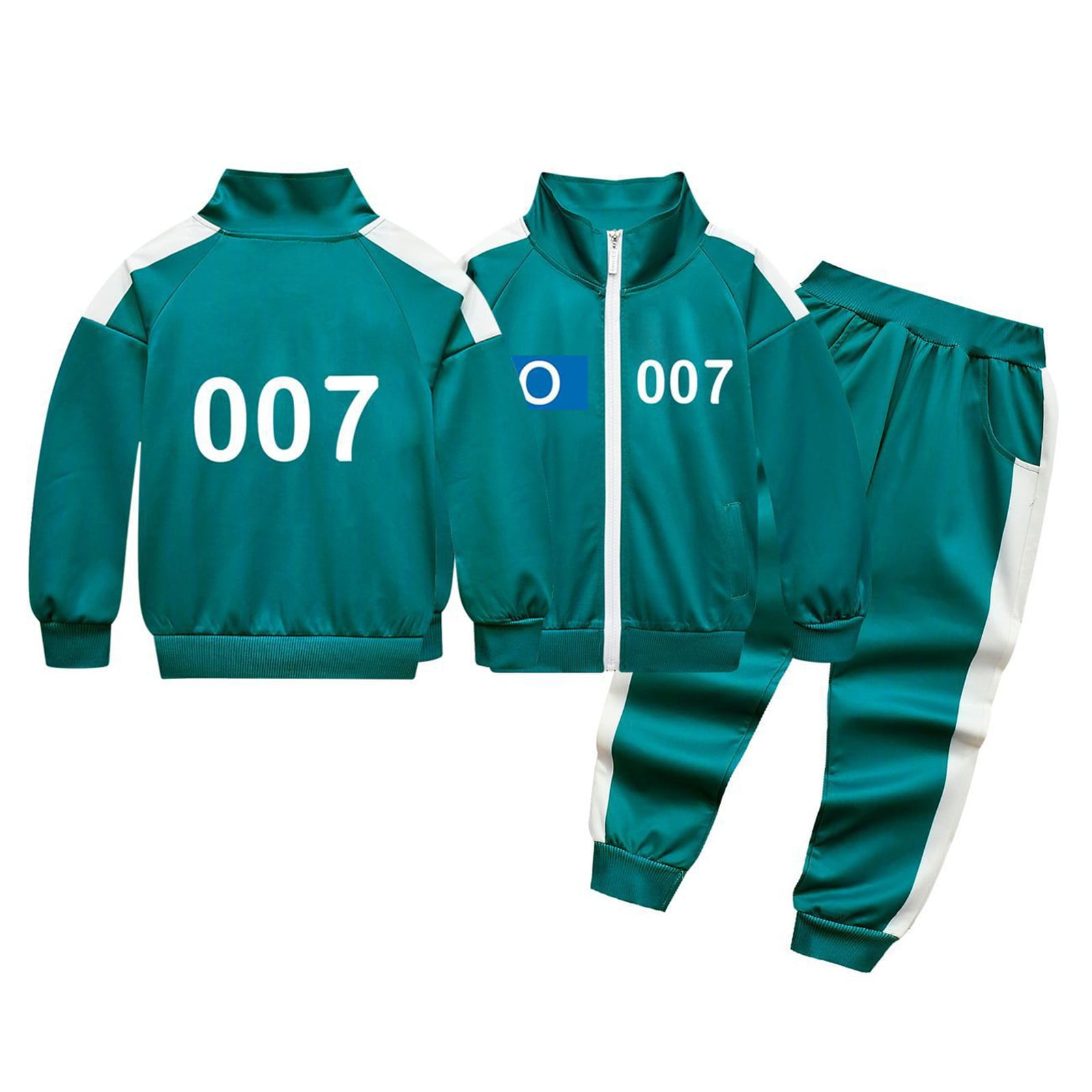Squid Game Outfit 007 Kids, Squid Game Cosplay Set Tracksuit Zip Long ...
