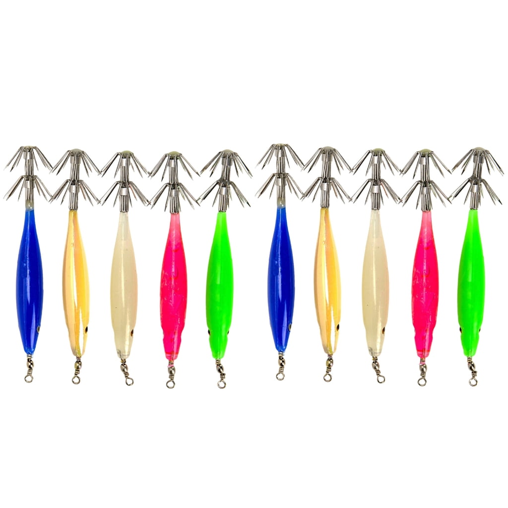 Squid Jig Hard Baits Fluorescent Squid Jig Cuttlefish Hook Shrimp Lures ...