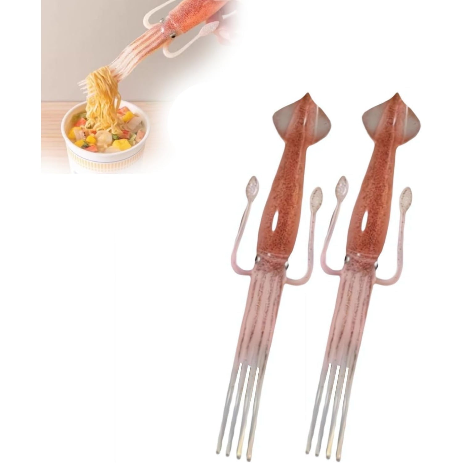 Squid Noodle Fork, 2025 New 3-in-1 Heat-Resistant Silicone Pasta Fork ...