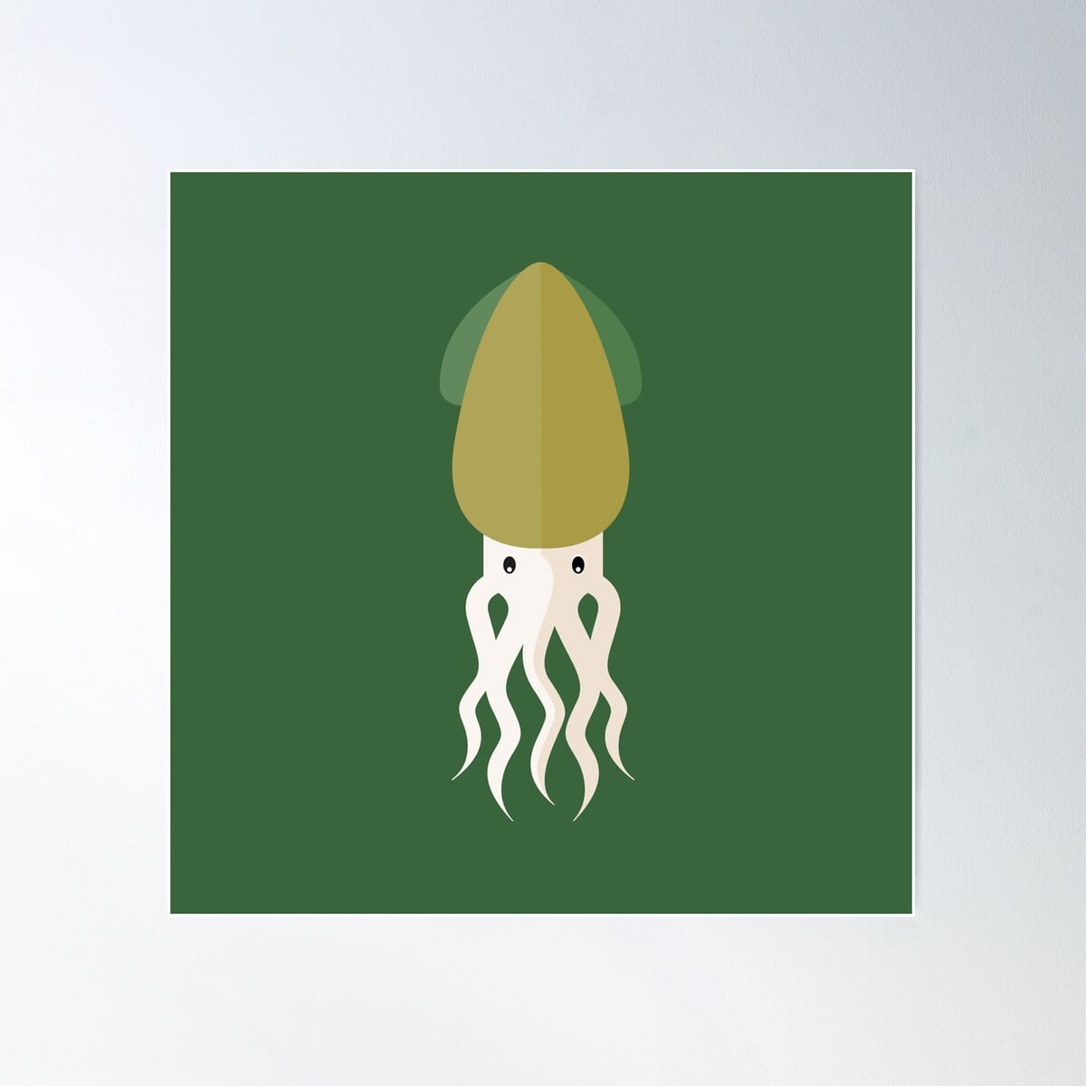 Squid On Green Poster Wall Art, Modern Wall Decor For Living Room ...