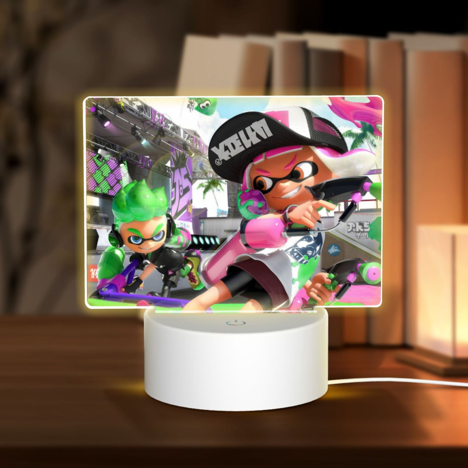 Squid Splatoon Cartoon Rectangular Acrylic Night Light USB Cable Lamp ...
