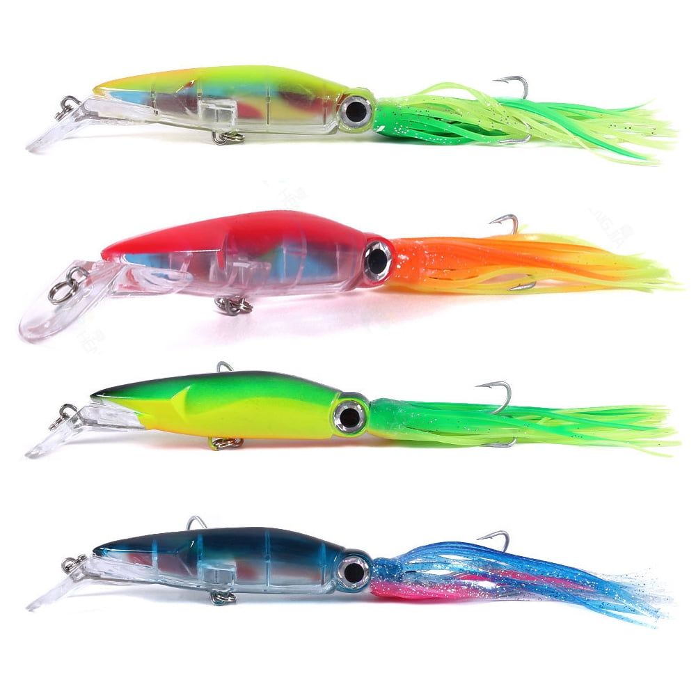 Squid Swimbait Fishing Lures, Realistic 3D Eyes, Sharp Treble Hooks ...