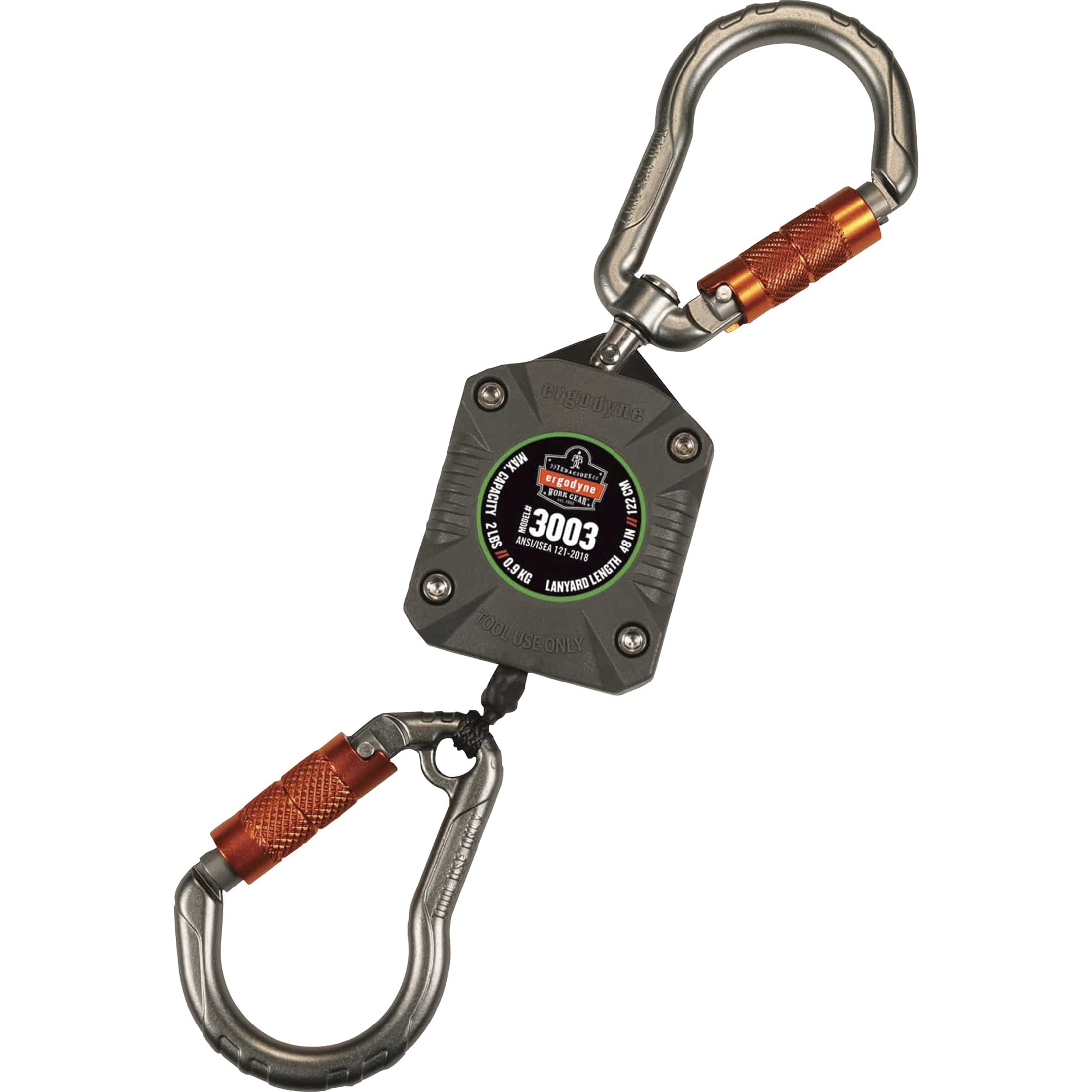 Ergodyne 3003 Retractable Tool Lanyard, Dual Locking Carabiners, 2lbs ...