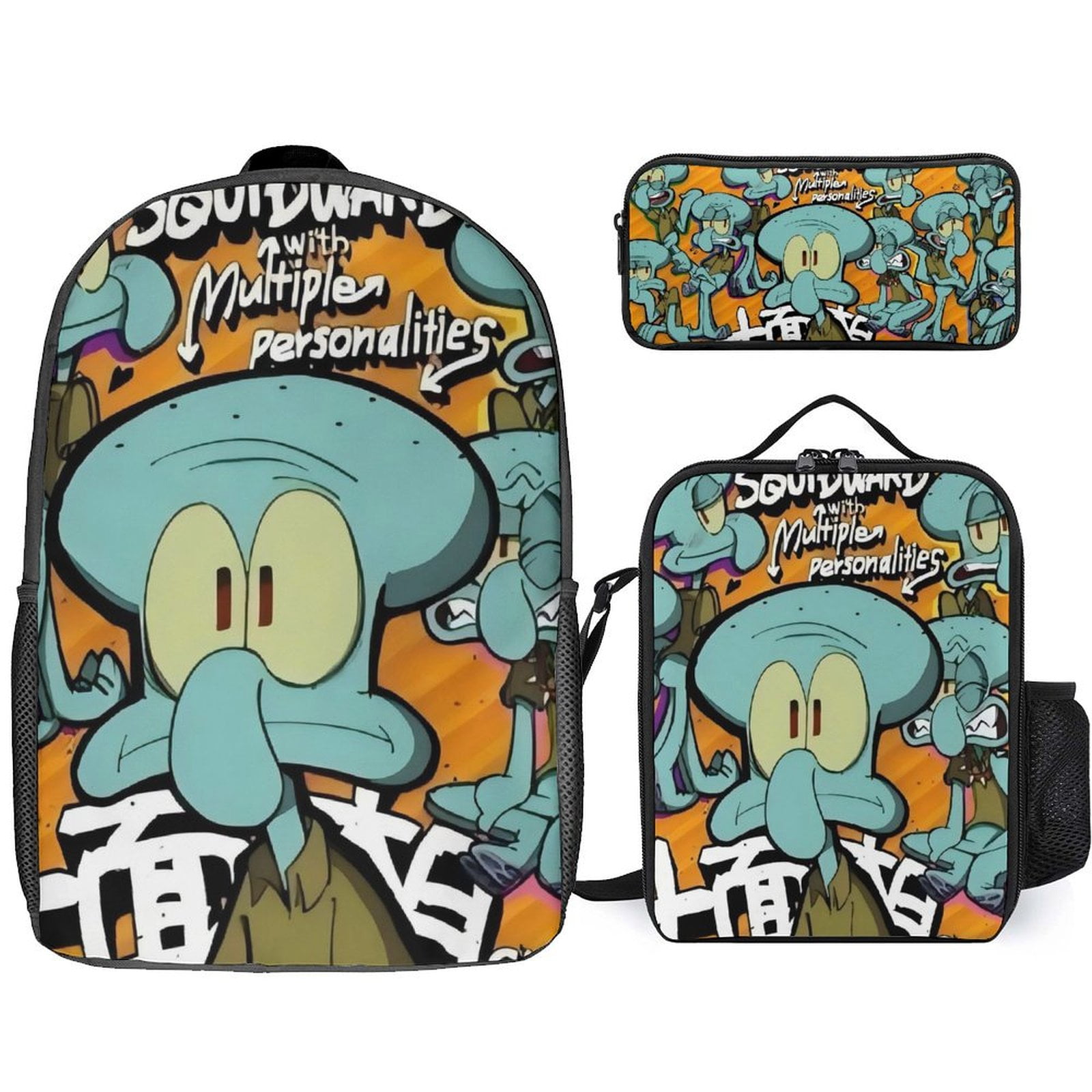 Squidward Backpack Messenger Bag Lunch Bag Pencil Case Set 17 Inch ...
