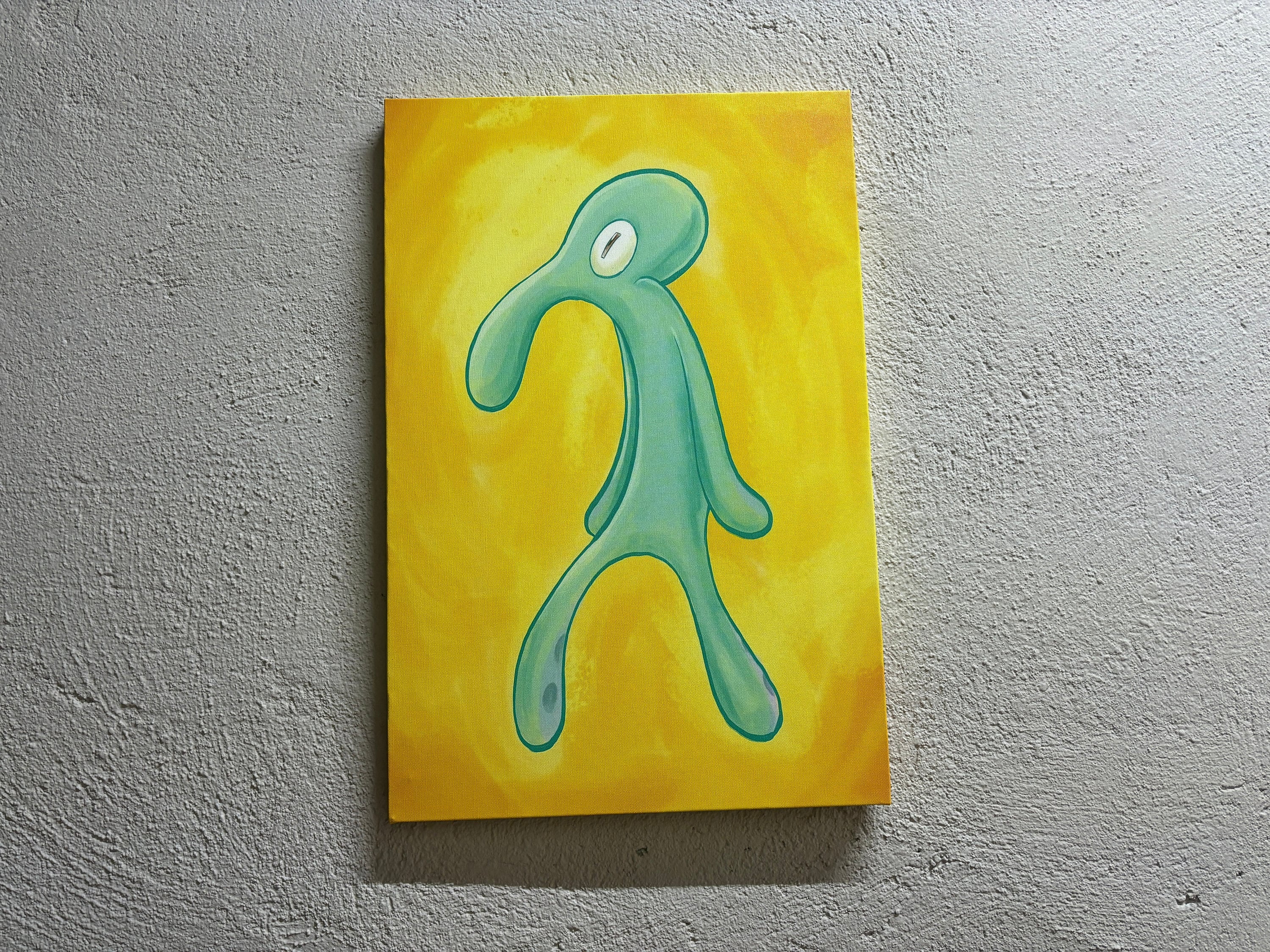 Squidward Painting Print, 3d Printed Canvas, Canvas Wall Art, Canvas ...