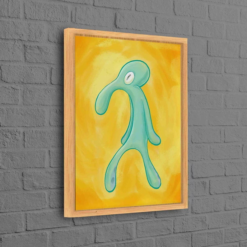 Squidward Painting Print, Abstract Wall Art, Squidward Canvas Poster ...