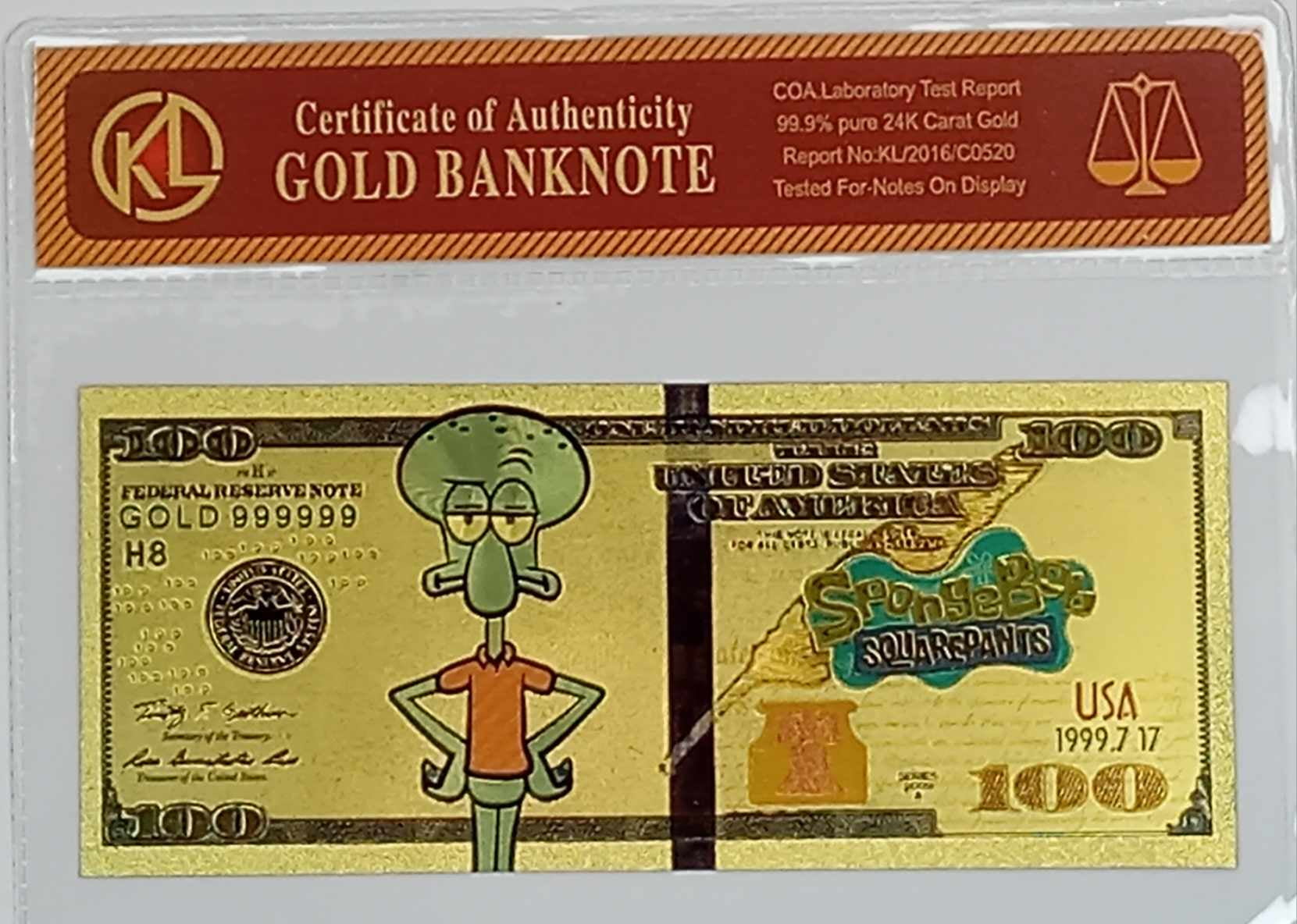 Squidward from SpongeBob 24k Gold Foil Collectible Banknote - Walmart.com