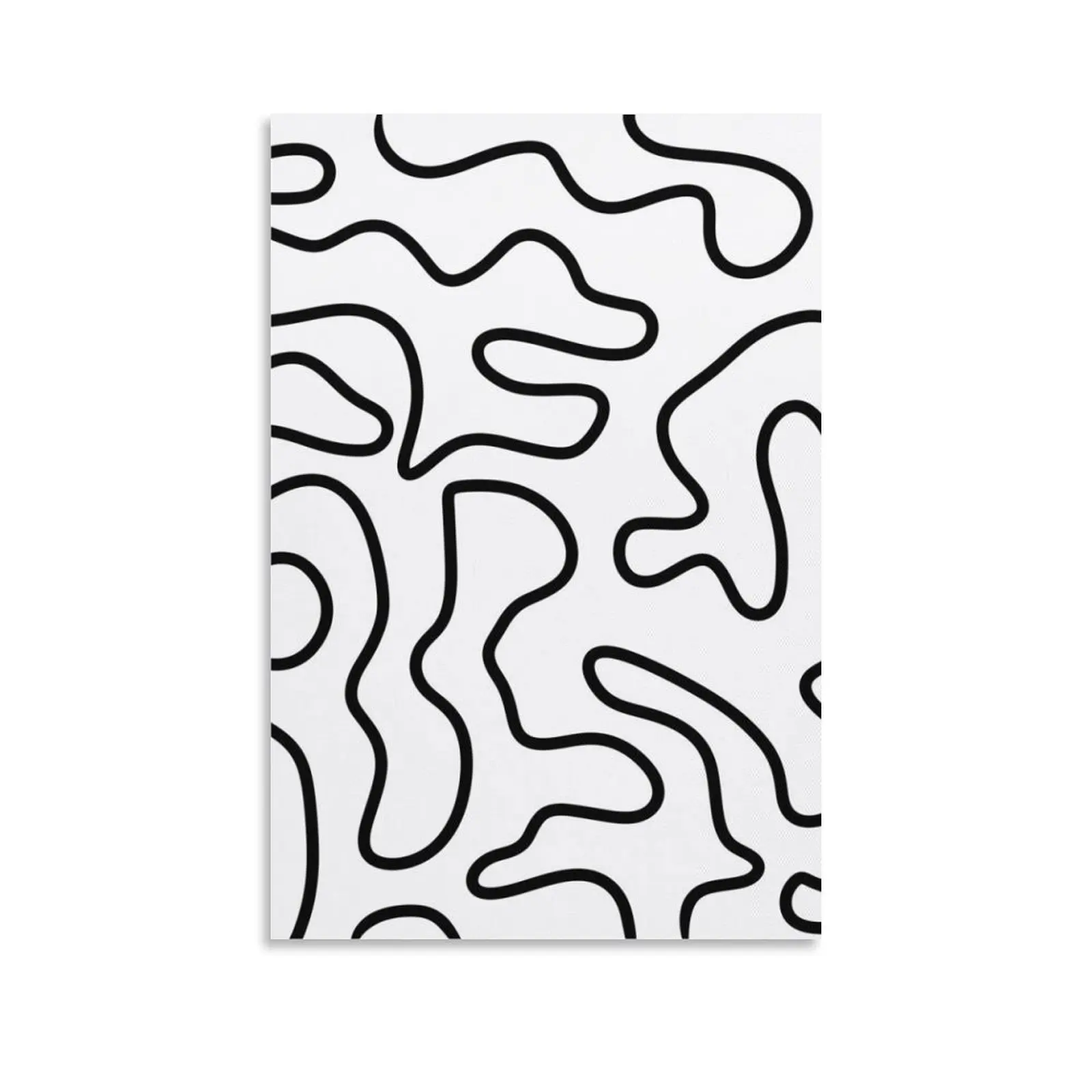 Squiggle Maze Minimalist Abstract Pattern in Black and White Canvas ...