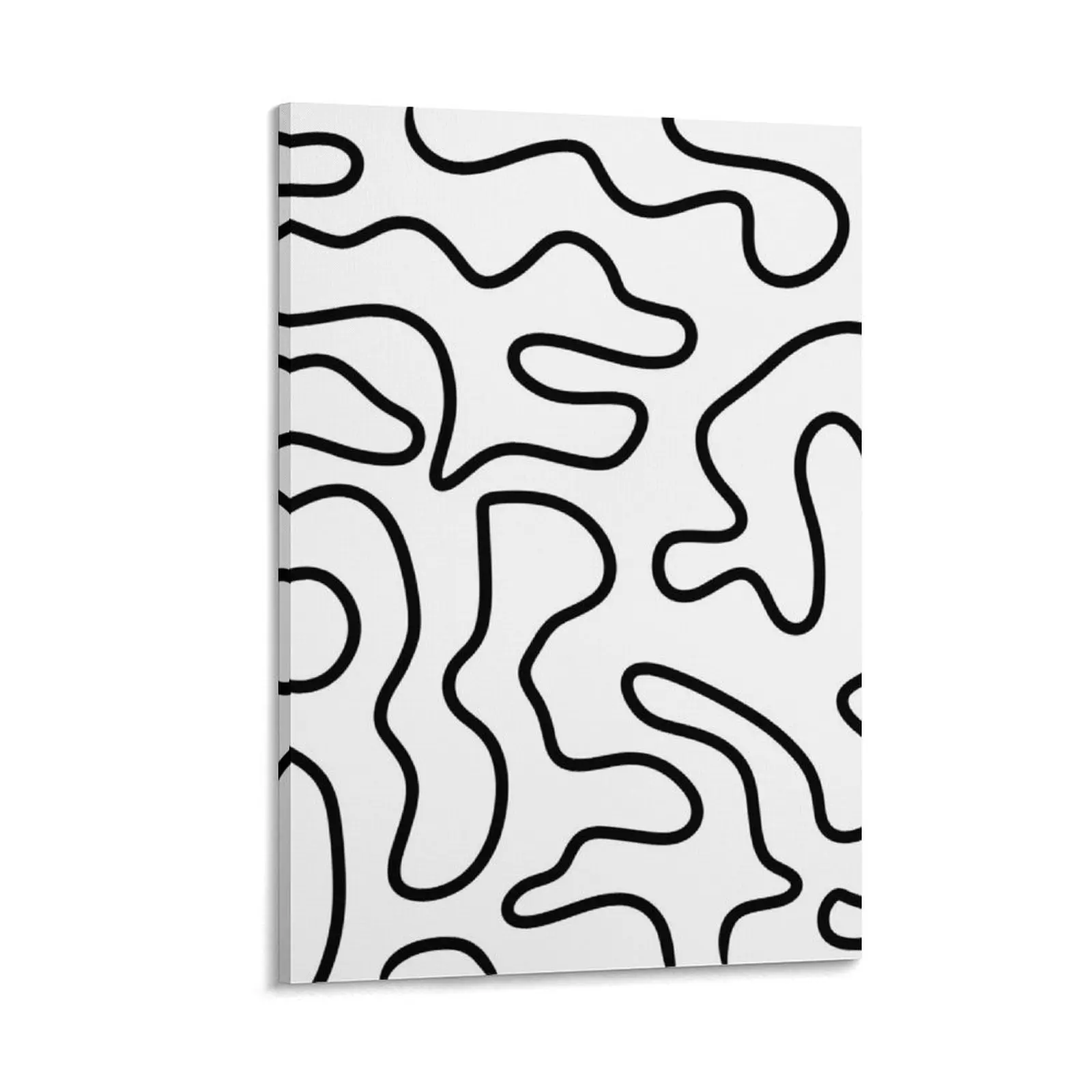 Squiggle Maze Minimalist Abstract Pattern in Black and White Canvas Painting wallpapers home ...