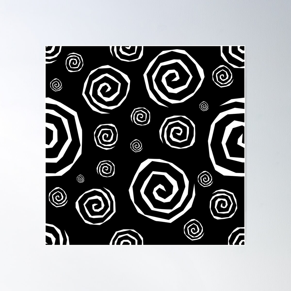 Squiggly Spiral Pattern - Black & White - Ragged Swirl Poster Wall Art ...