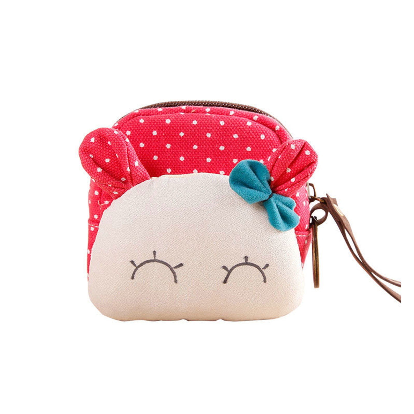 (Squinting Rabbit-Rose Red) Cute ladies Korean style coin storage bag ...