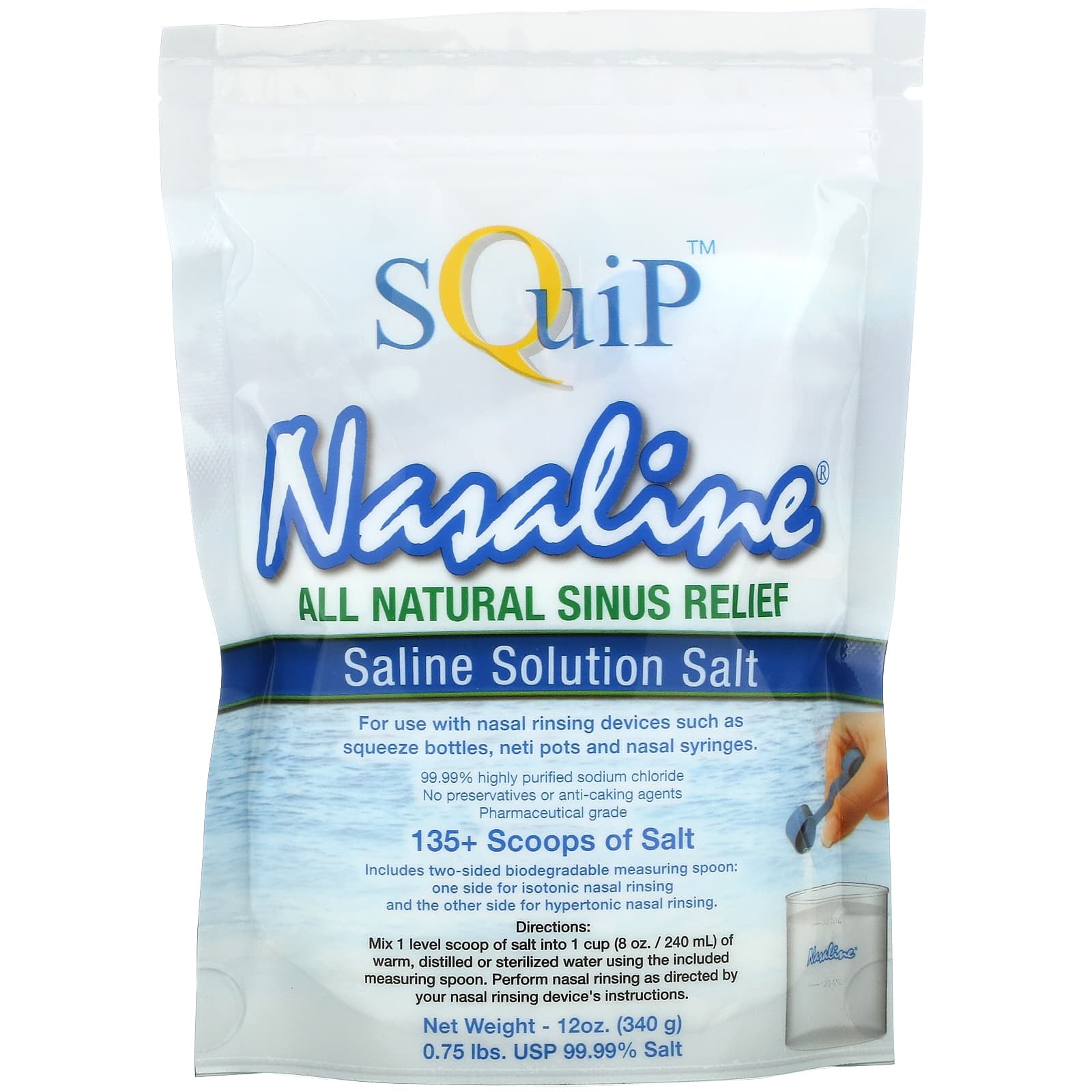 Squip Nasaline Saline Solution Salt Jar For Neti Pots, 12 Oz, 2 Pack ...