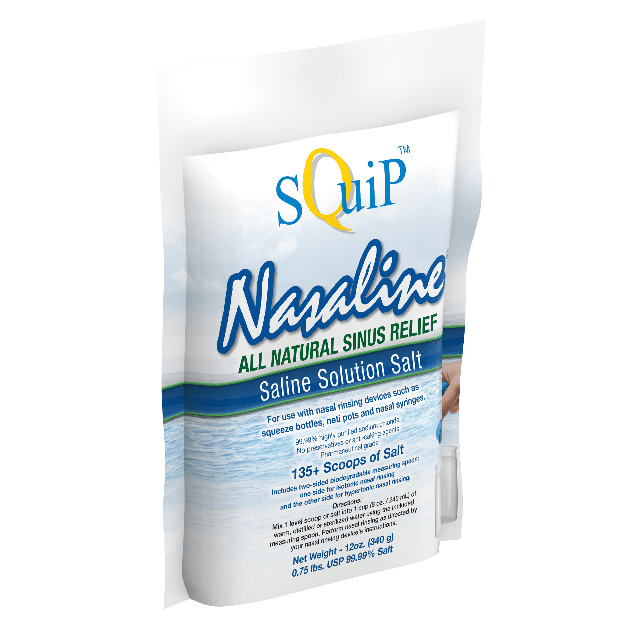 Squip Nasaline Salt, 12 oz (340 g) Pouch, Pharmaceutical-Grade Sodium ...