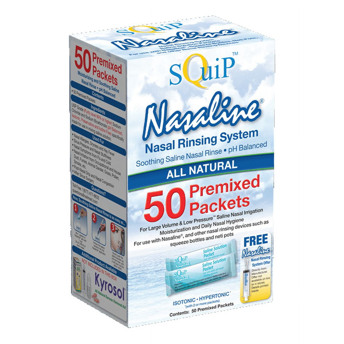 Squip™ Saline Nasal Rinse Kit – 50 Premixed Saline Packets for ...