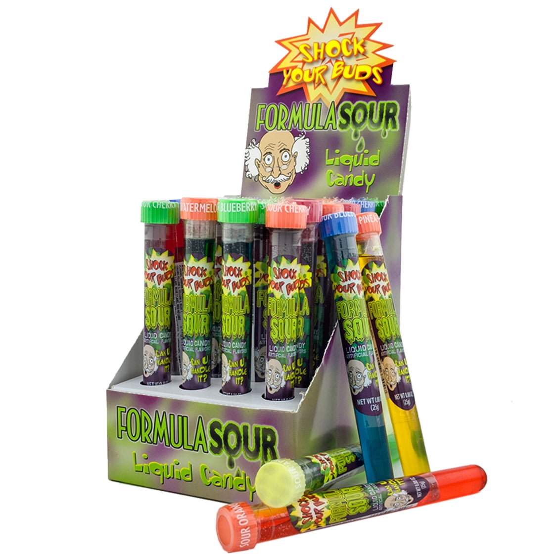 Squire Boone Formula Sour Liquid Candy Test Tubes - 24 Count Display ...