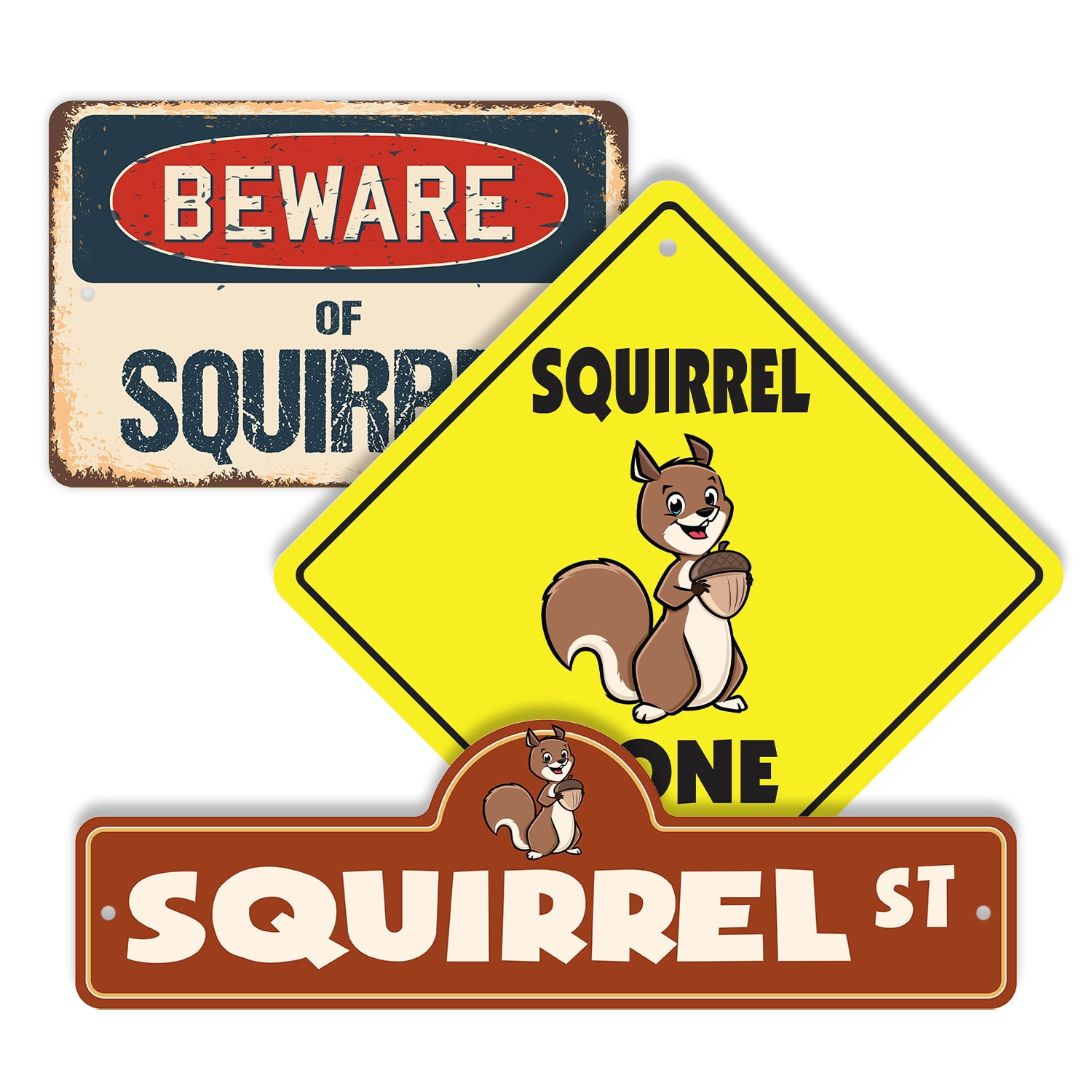 Squirrel (3 Pack) Large Plastic Street Sign Crossing Sign Warning Sign ...