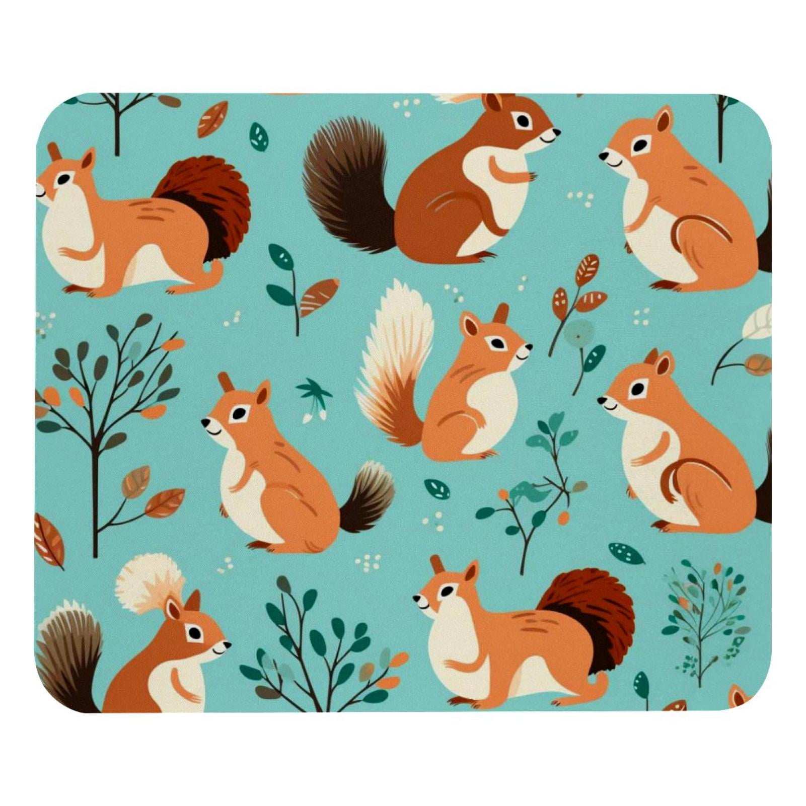 Squirrel 8.3x9.8 Inch Square Non-Slip Rubber Bottom Mouse Pad, Desk Pad ...