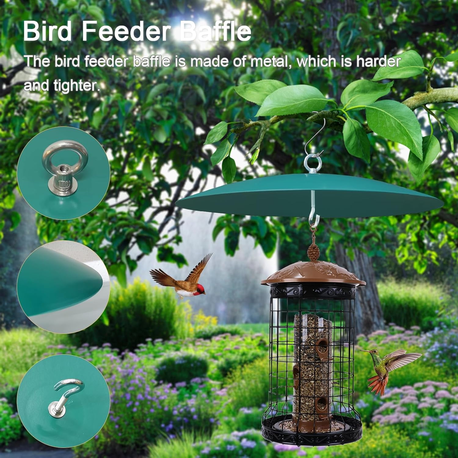 Squirrel Baffle Shield, 13 inch Metal Hummingbird Feeders Rain Guard ...