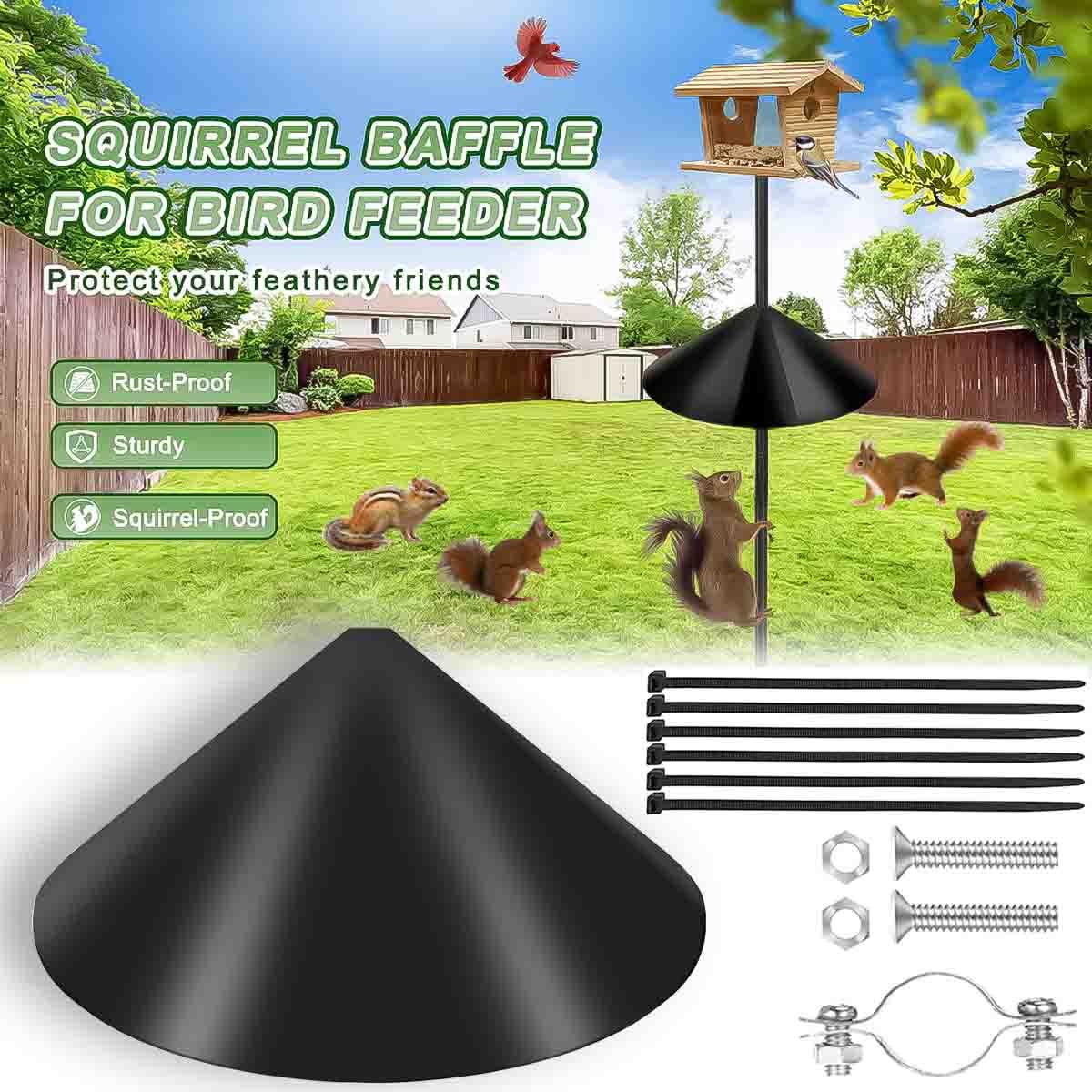Squirrel Baffle for Bird Feeder Pole, 2025 Outdoor New Wrap Around ...