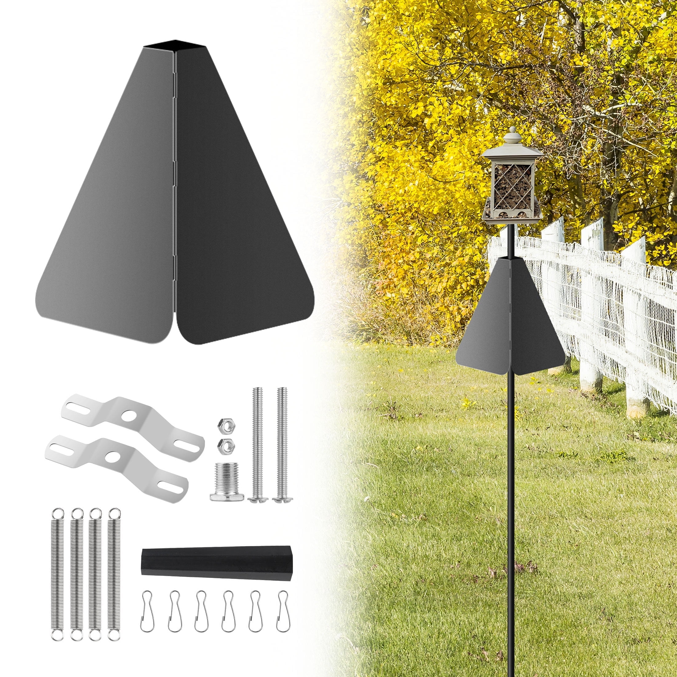Squirrel Baffle for Bird Feeder Pole, EEEkit Outdoor Square Wrap-Around ...
