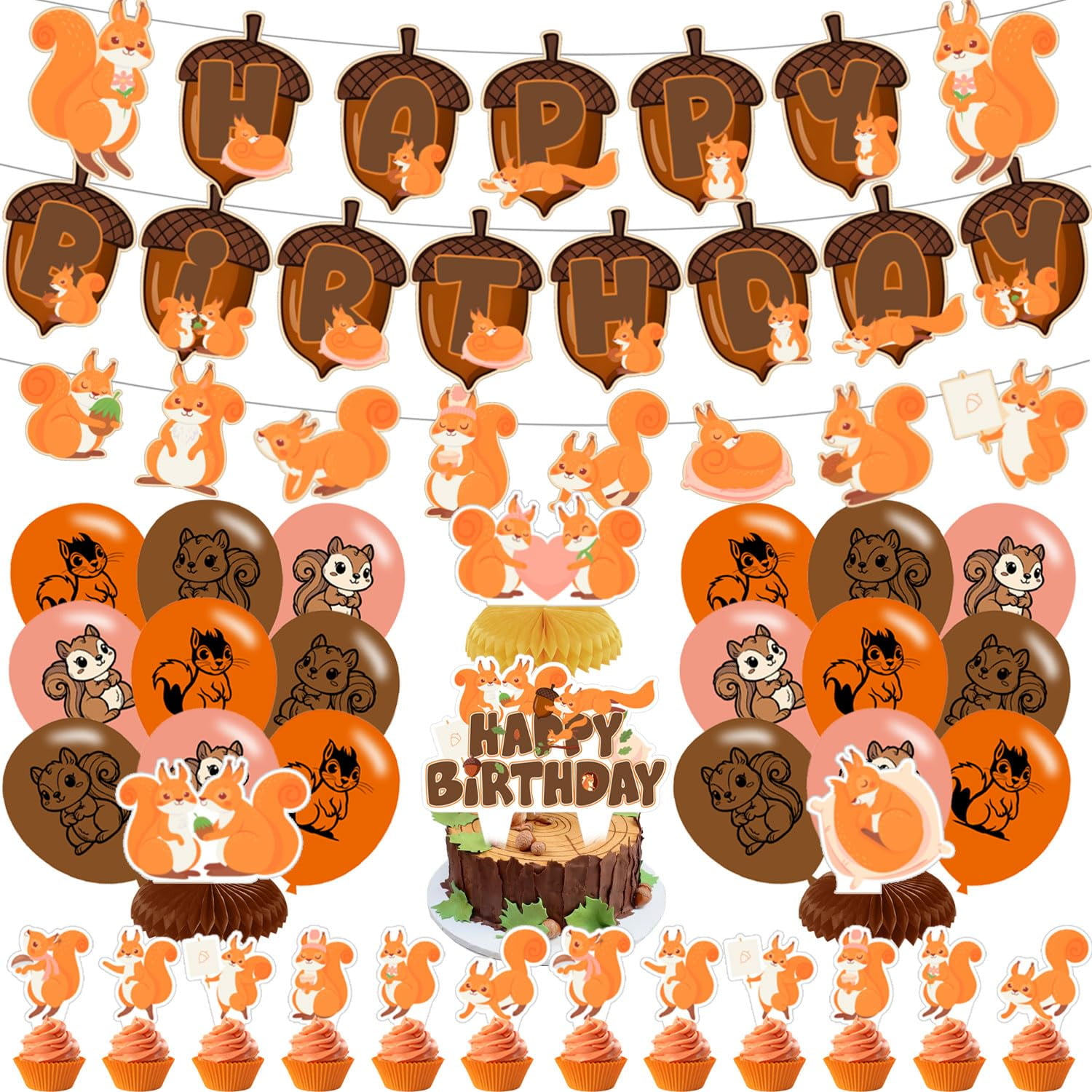 Squirrel Birthday Party FEV6 Decorations Woodland Animals Squirrel ...