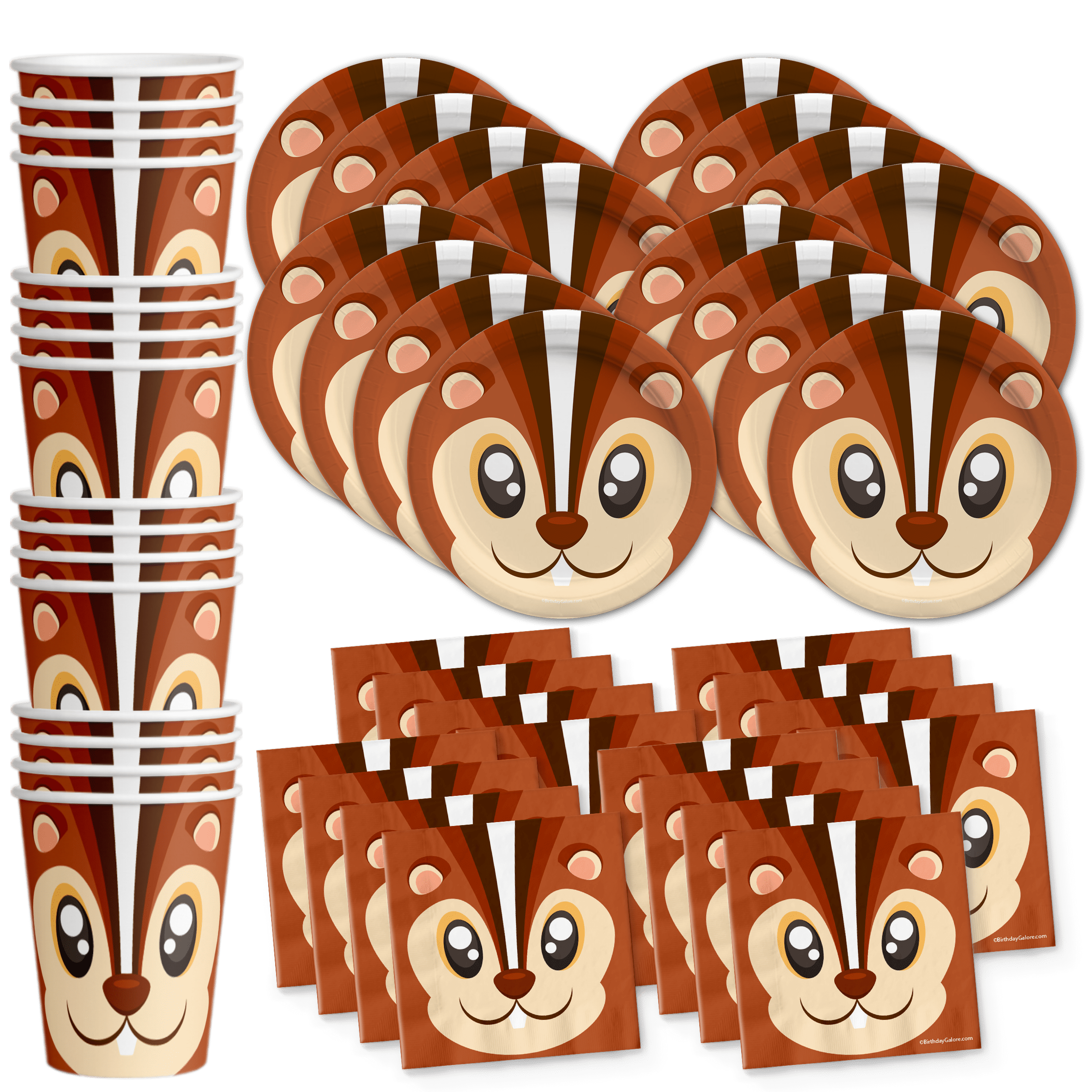 Complete Squirrel Birthday Party Tableware Kit, Includes Plates ...