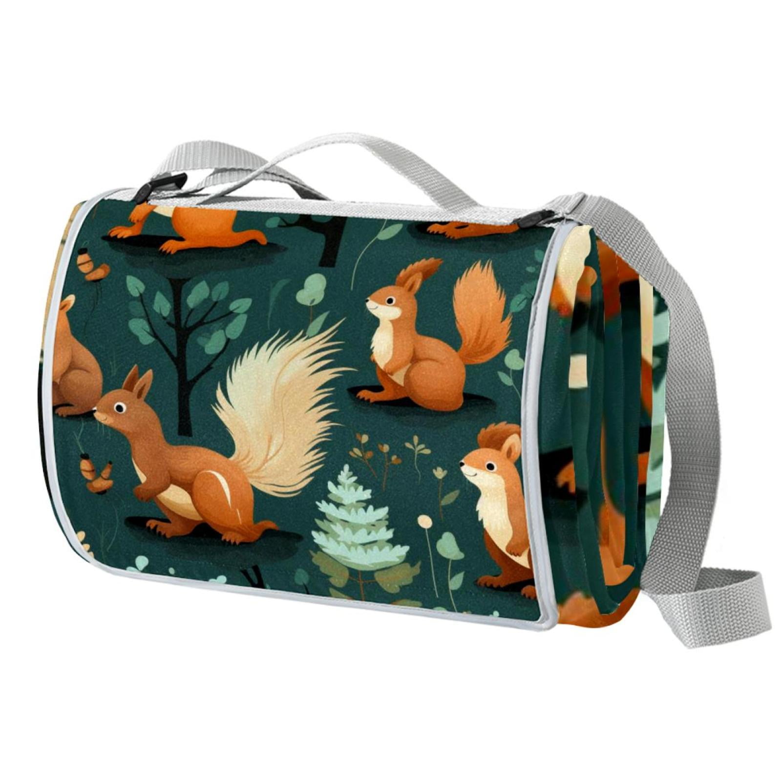 Squirrel Canvas Beach Blanket Picnic Mat for Outdoor Activities ...