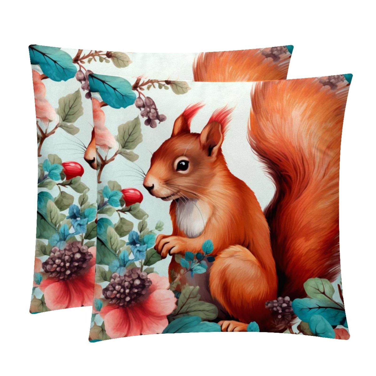 Squirrel Chair Pillow Covers Set with Unique Patterns for Bed and Throw ...