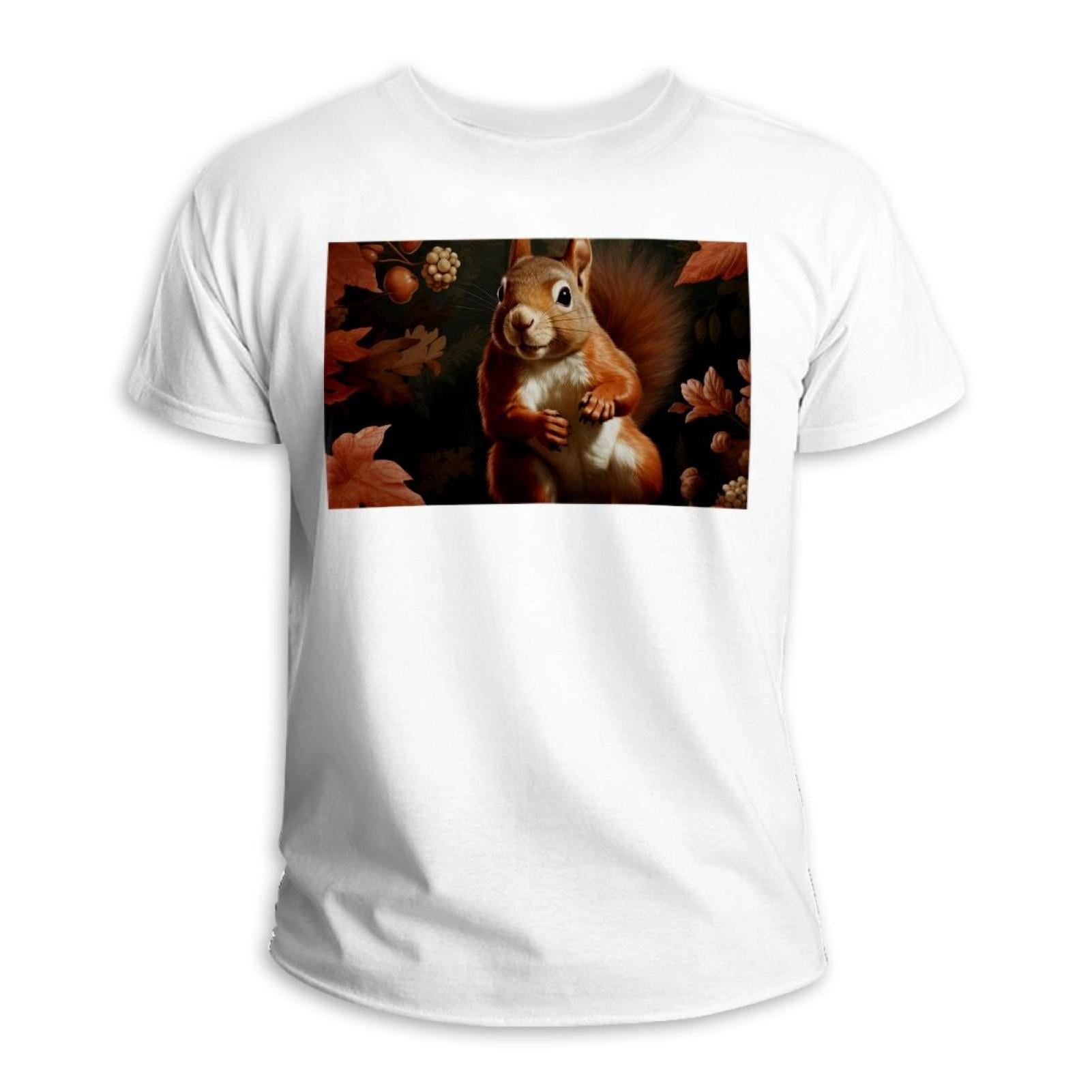 Squirrel Classic White Cotton T-Shirt - 100% Cotton Tee Shirt for Men and Women - Casual Short ...