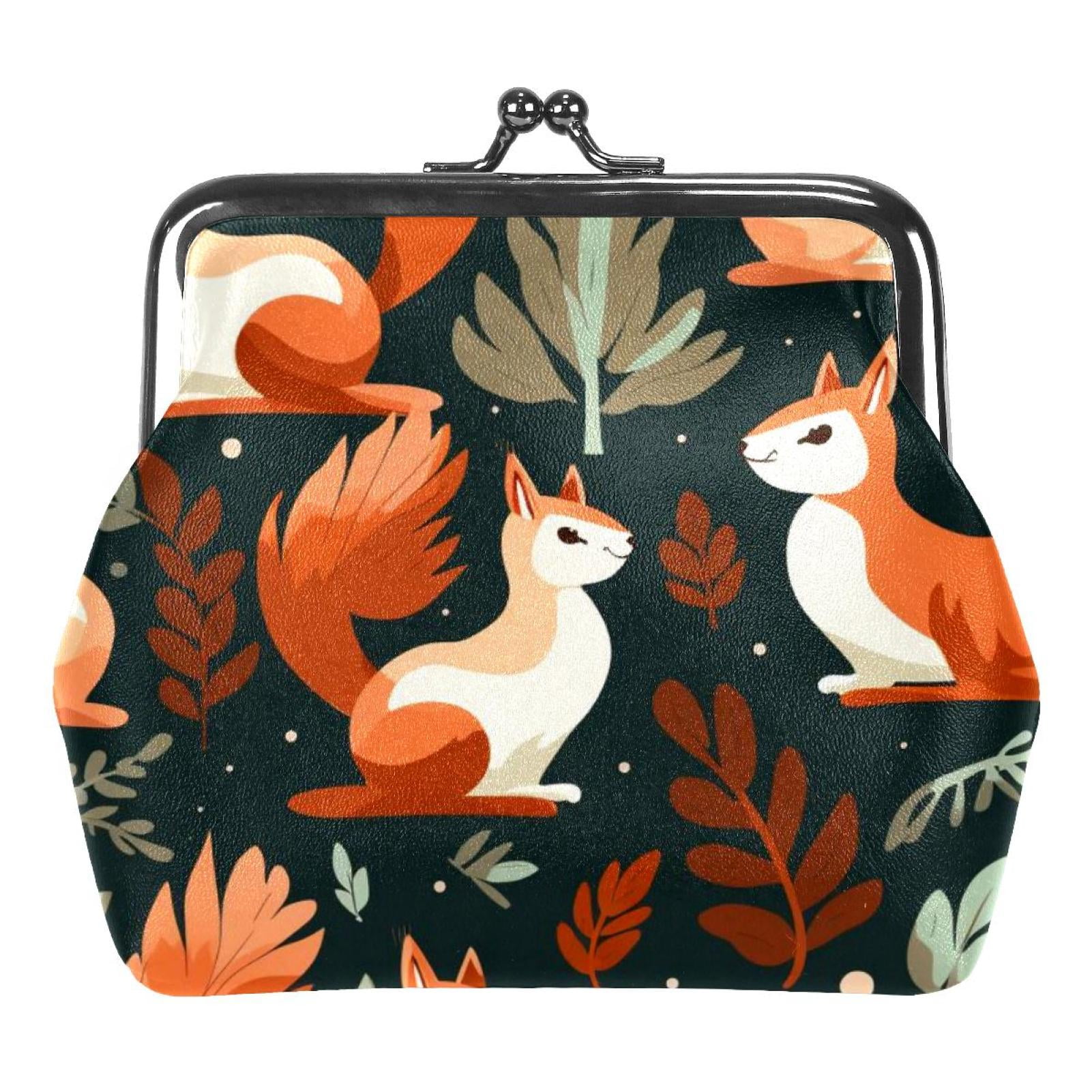 Squirrel Coin Purse Vintage Pouch Buckle Clutch Bag Kiss-Lock Change ...