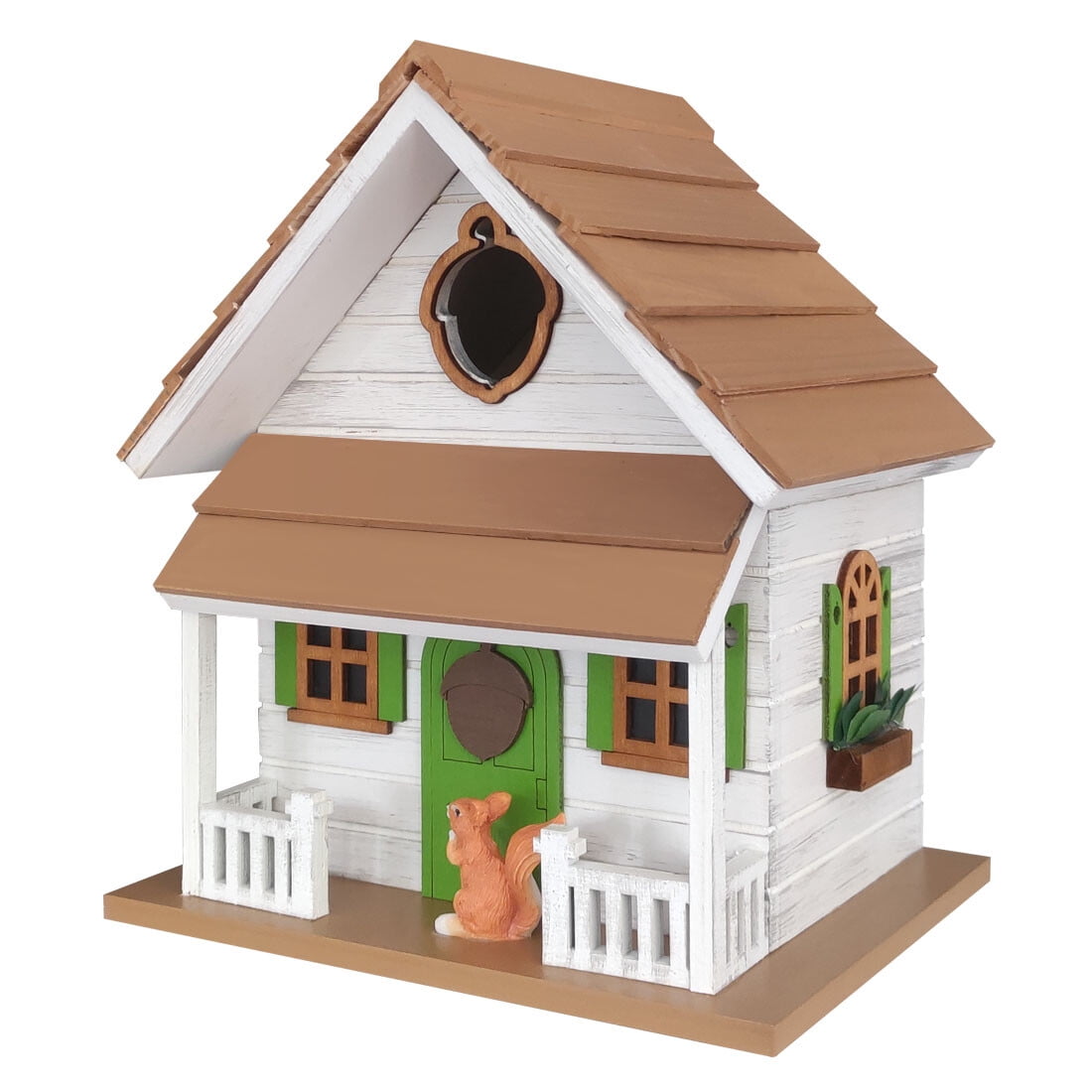 Squirrel Cottage Birdhouse - White - Walmart.com